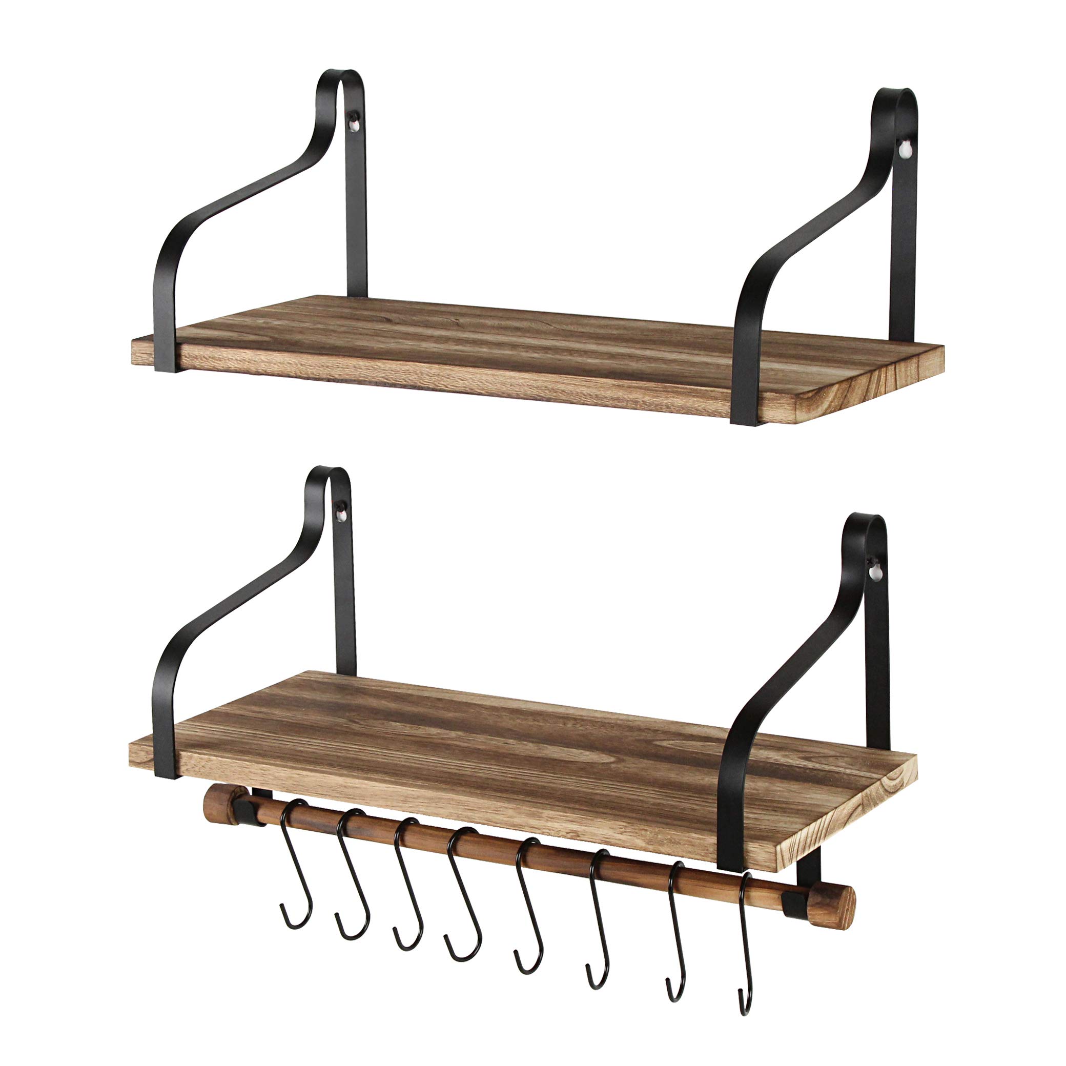 Buy HofferRuffer Wood Wall ed Shelf Set of 2, Rustic Shelves, Floating ...