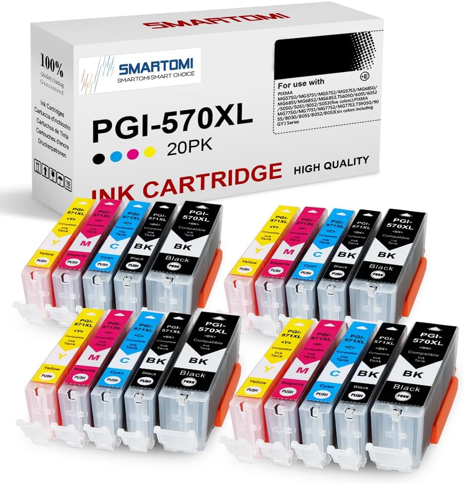 SMARTOMI 20PK PGI-570XL CLI-571XL Compatible Ink Cartridges Multi-Pack ...