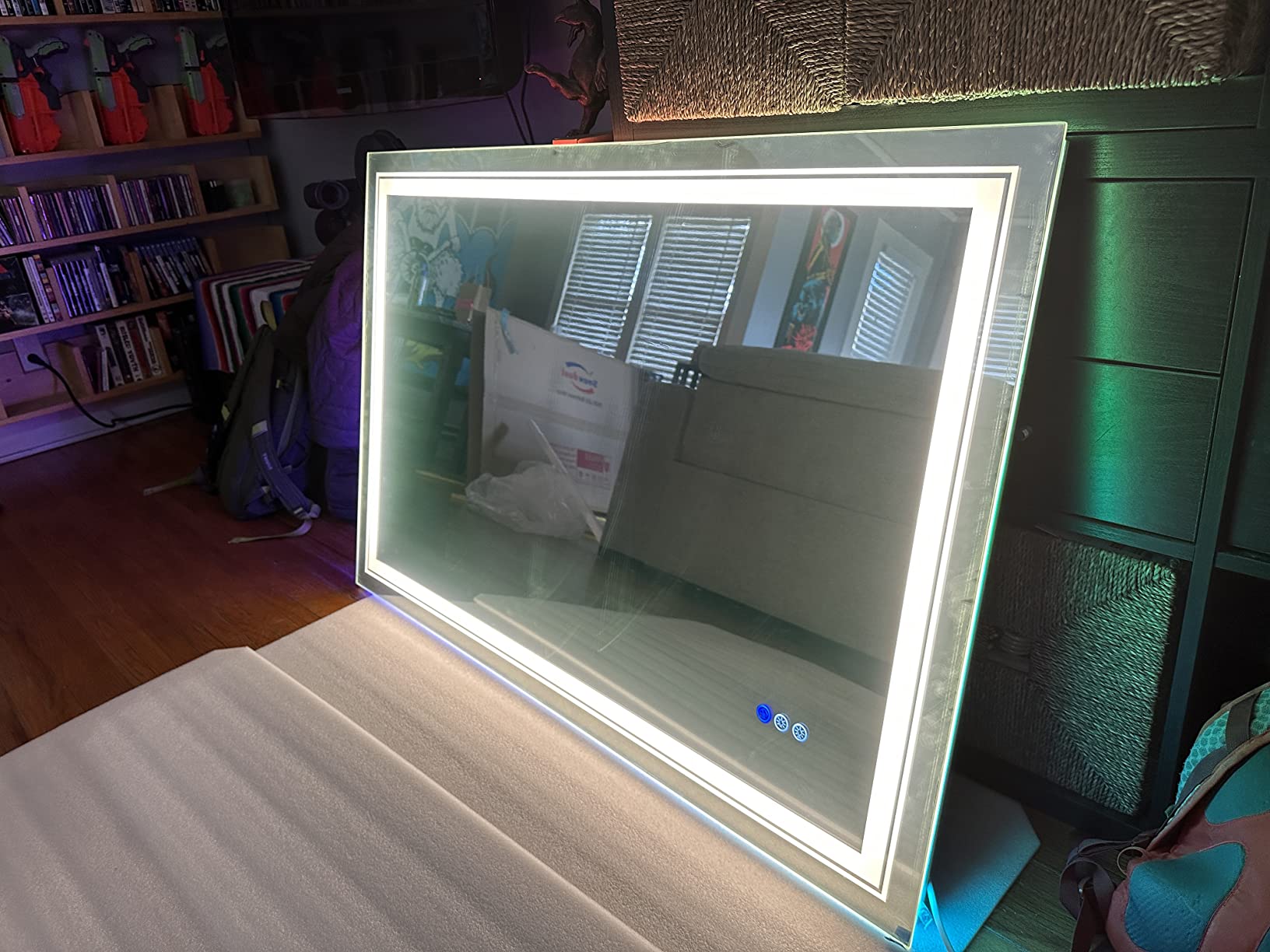 $50/mo - Finance Snowdool 72x36 Black Framed LED Bathroom Mirror with ...