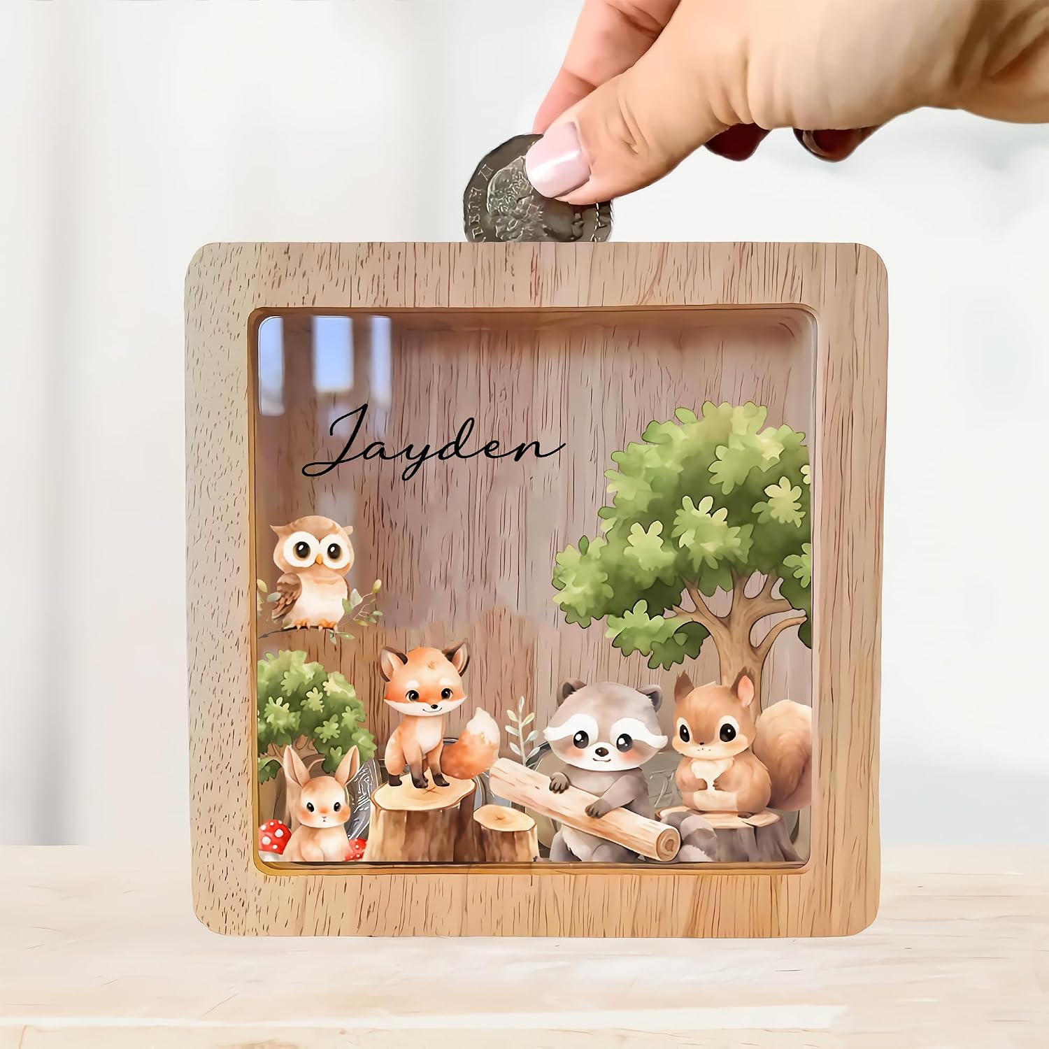 Amazon.com: Personalized Piggy Bank, Wooden Money Banks for Kids ...