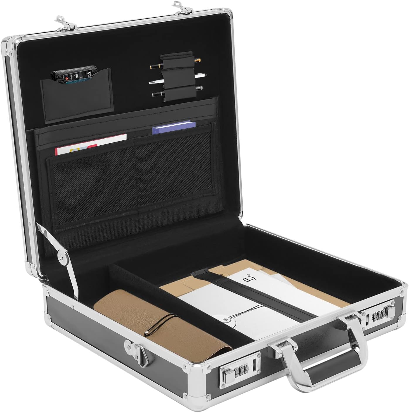 Locking Briefcase Lockable Storage Box,Portable Hard Laptop Case w ...