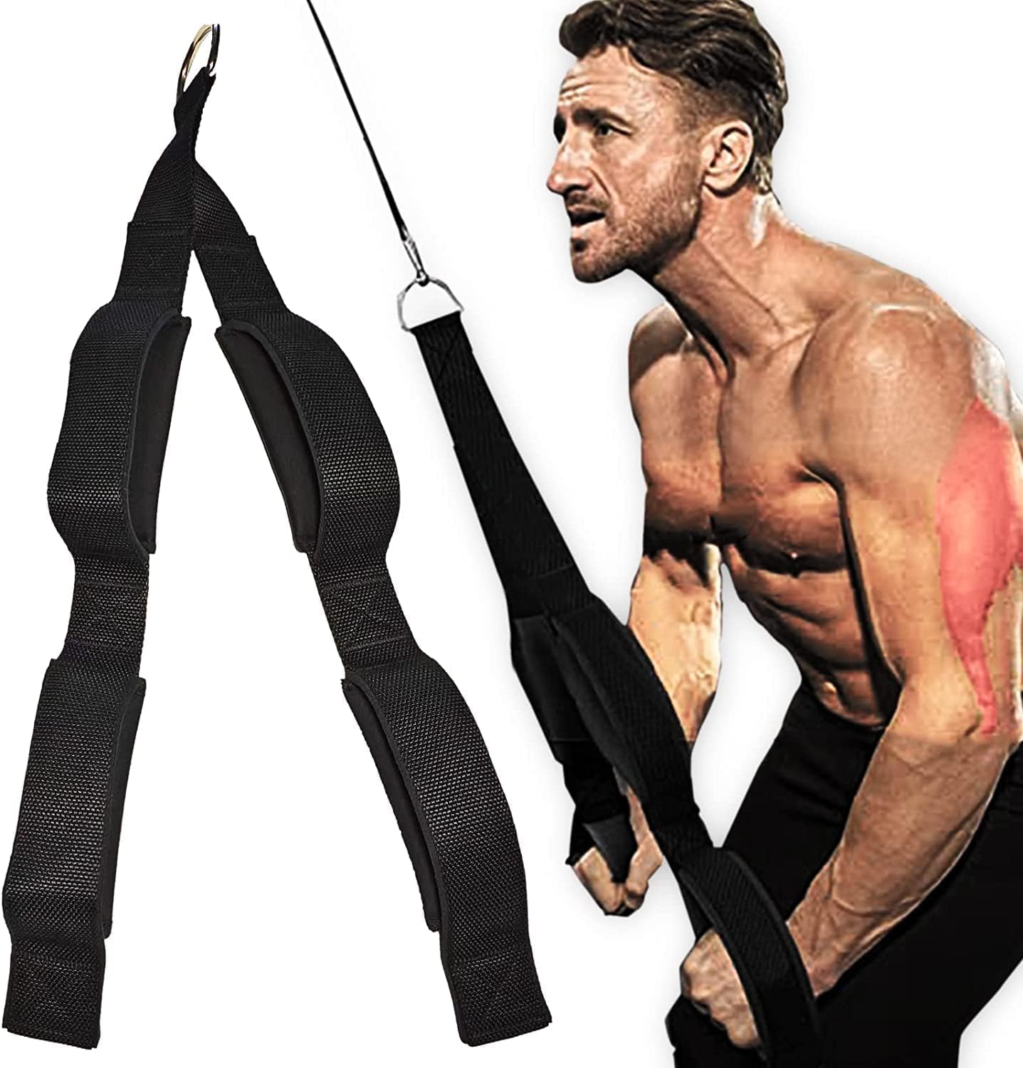 FITCOZI Tricep Rope Cable Attachment Pull Down Rope Long Tricep Fitness ...