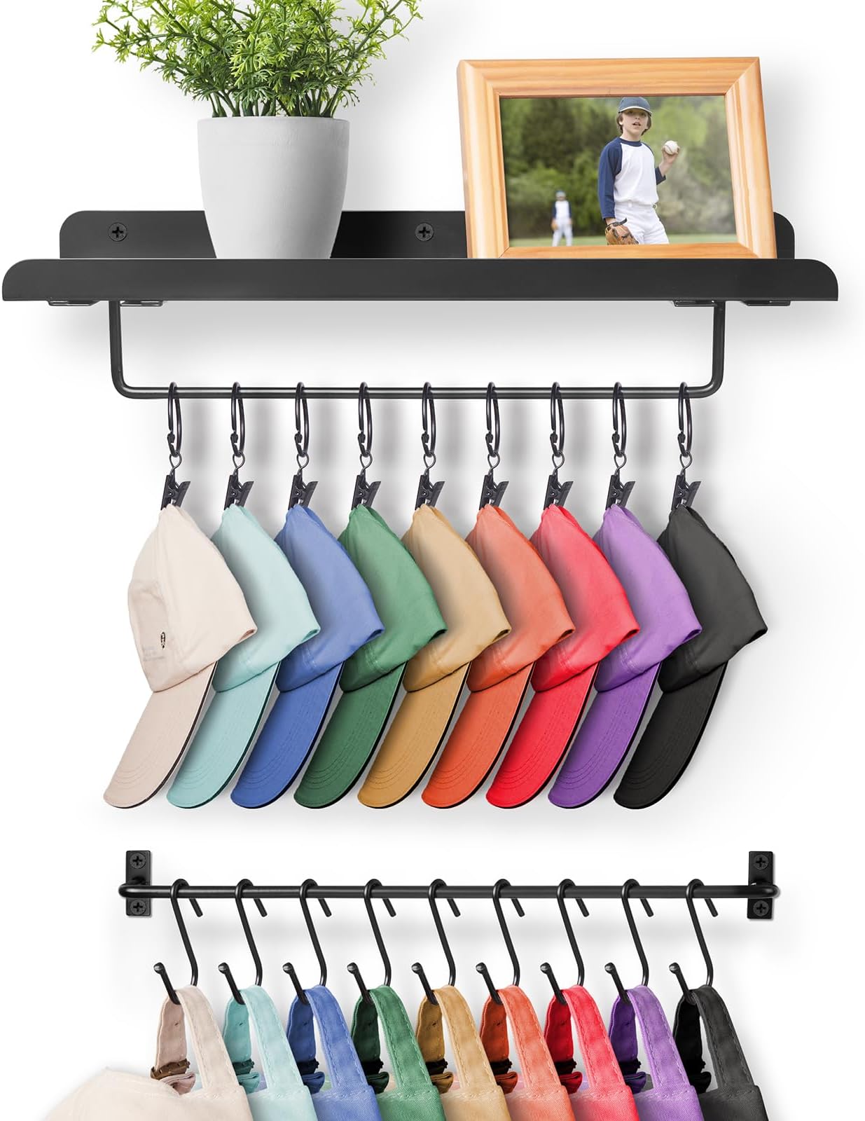 Amazon.com: GreatMH Hat Organizer for Baseball Caps Hat Rack Wall Mount ...