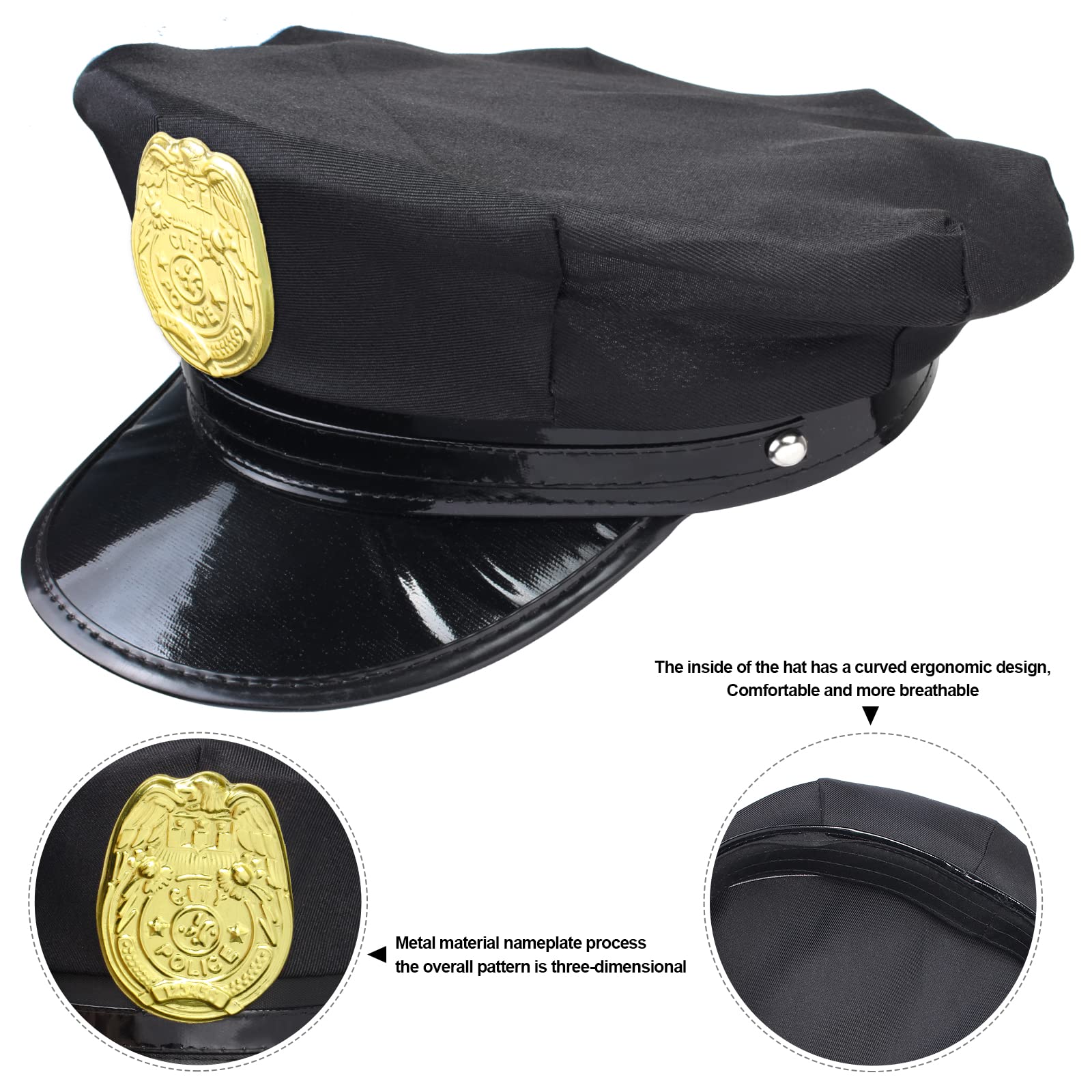 Snapklik.com : Aichiyu 4 Pieces Adults Police Hat Cop Captain Hat Cap ...