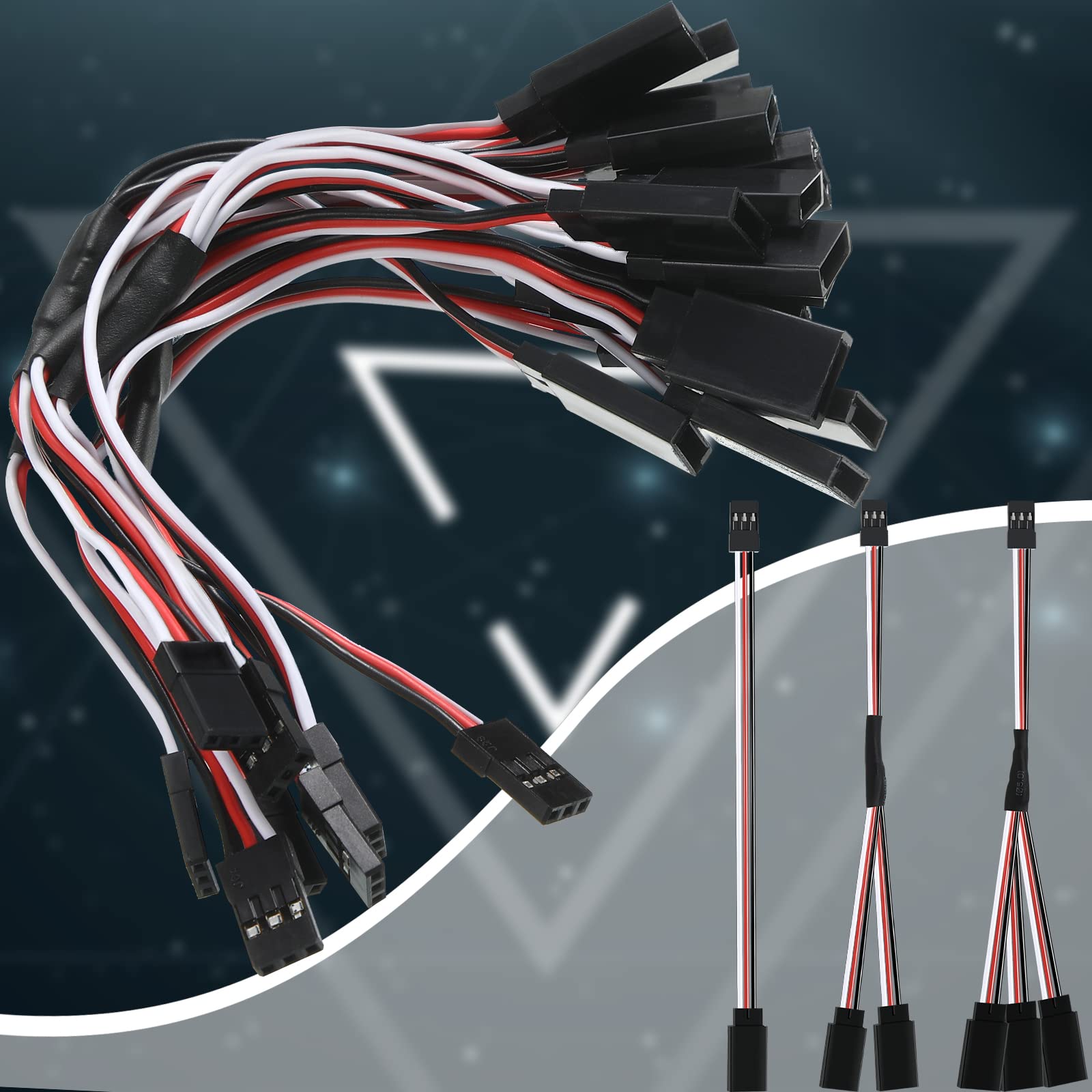 Snapklik.com : 15 Pcs Servo Extension Cable Y Connector 3 Pin Plug ...