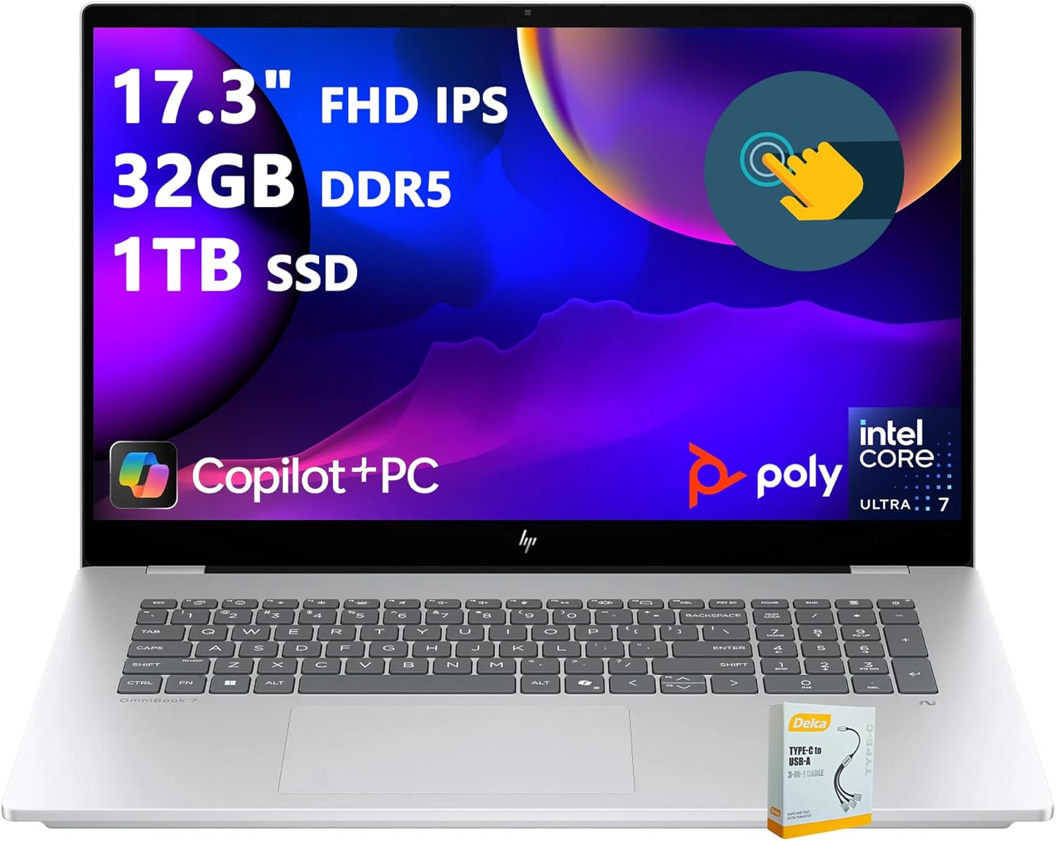 Amazon.com: HP OmniBook 7 AI Laptop | 17.3" FHD IPS Touch (100% sRGB ...