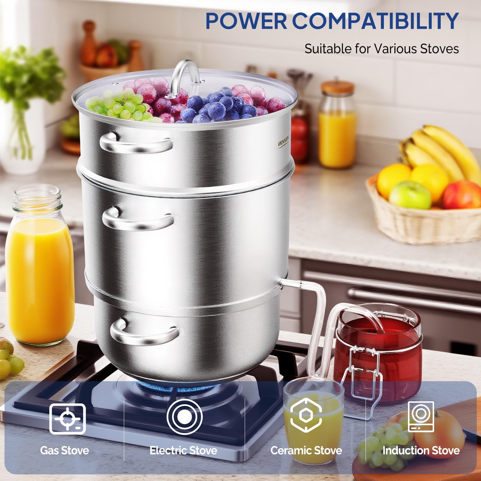 Snapklik.com : 11 Quart Juice Steamer Stainless Steel, Extractor Fruit ...