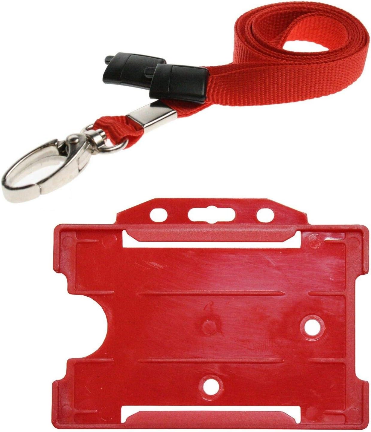 PCL Media ltd Red Lanyard with ID Badge Holder Matching Colour - Metal ...