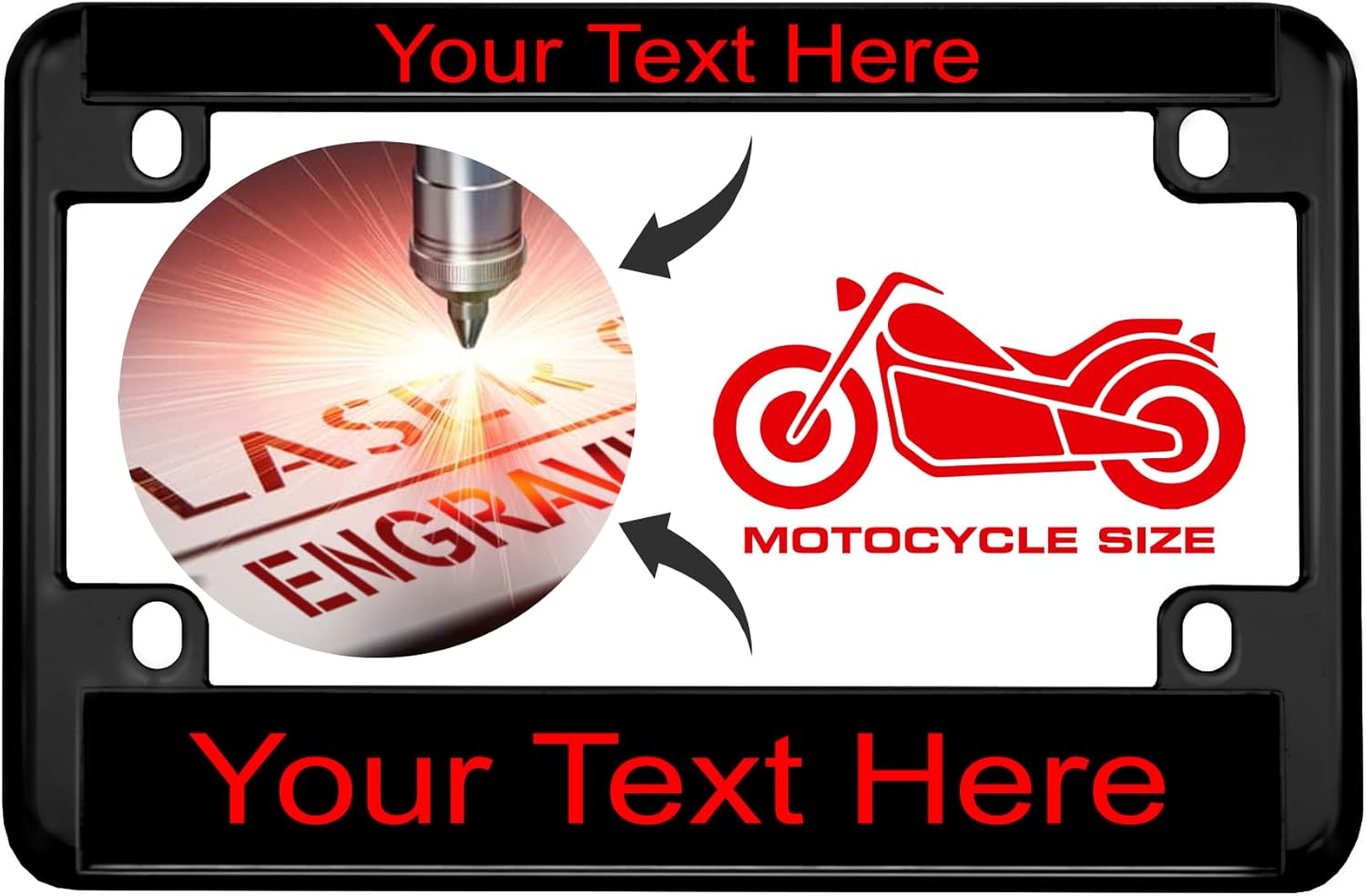 Amazon.com: Motorcycle Personalized Black Metal (Zinc) Laser Engraved ...