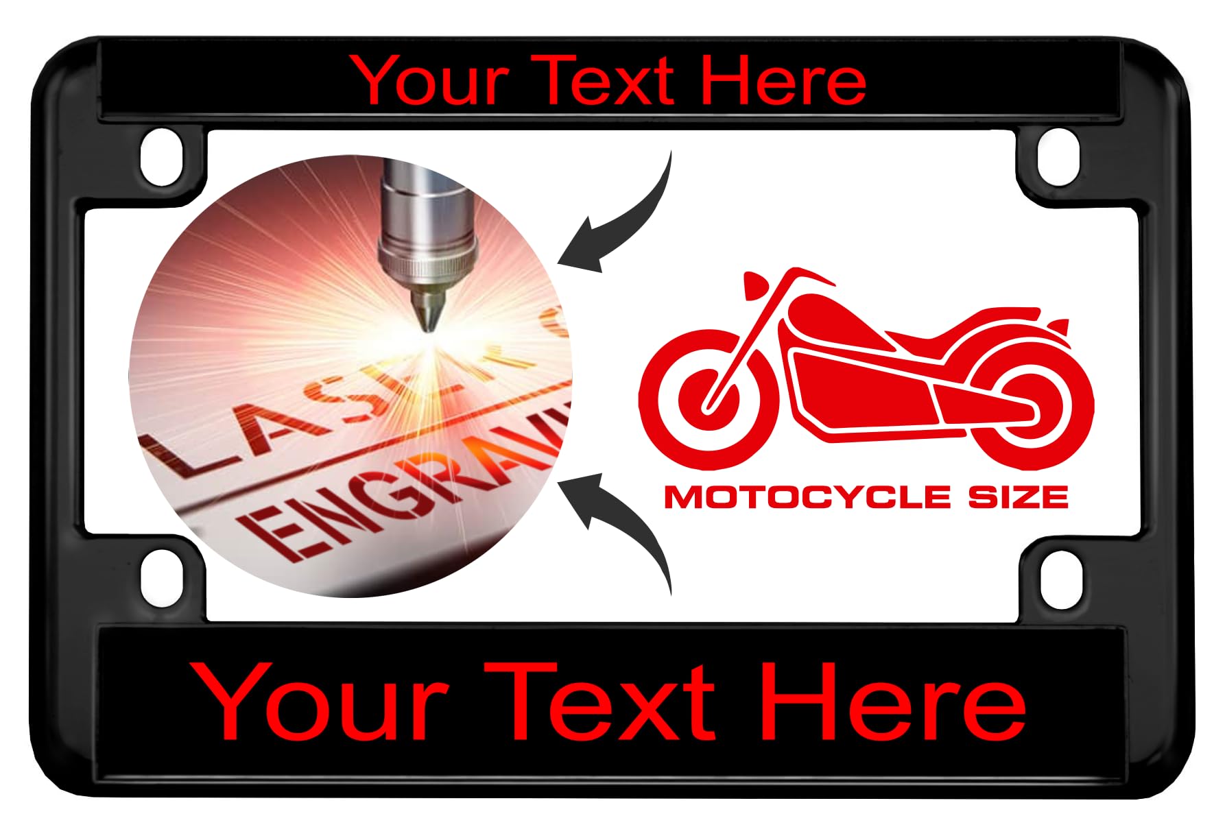 Amazon.com: Motorcycle Personalized Black Metal (Zinc) Laser Engraved ...