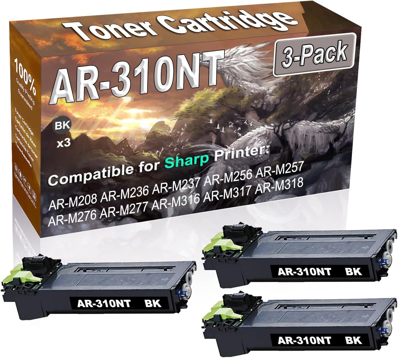 Amazon.com: SINIYA 3-Pack (Black) Compatible High Yield AR-310NT AR310NT Printer Toner Cartridge ...