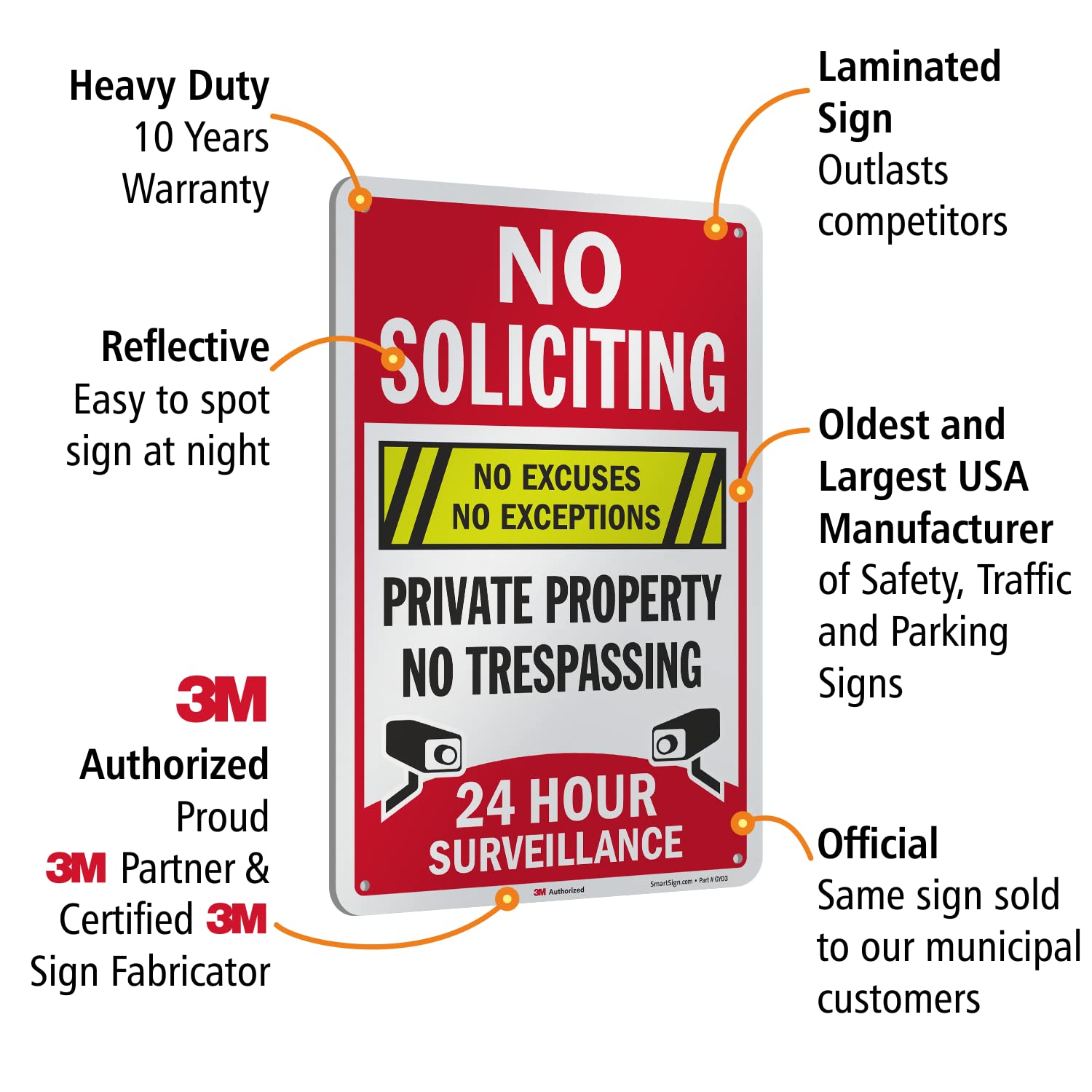 Buy SmartSign 18 x 12 inch “No Soliciting - No Excuses Exceptions ...