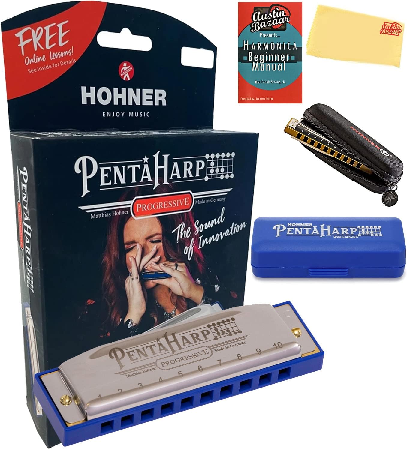 Amazon.com: Hohner PentaHarp Harmonica - Key of C Minor Bundle with Zip ...