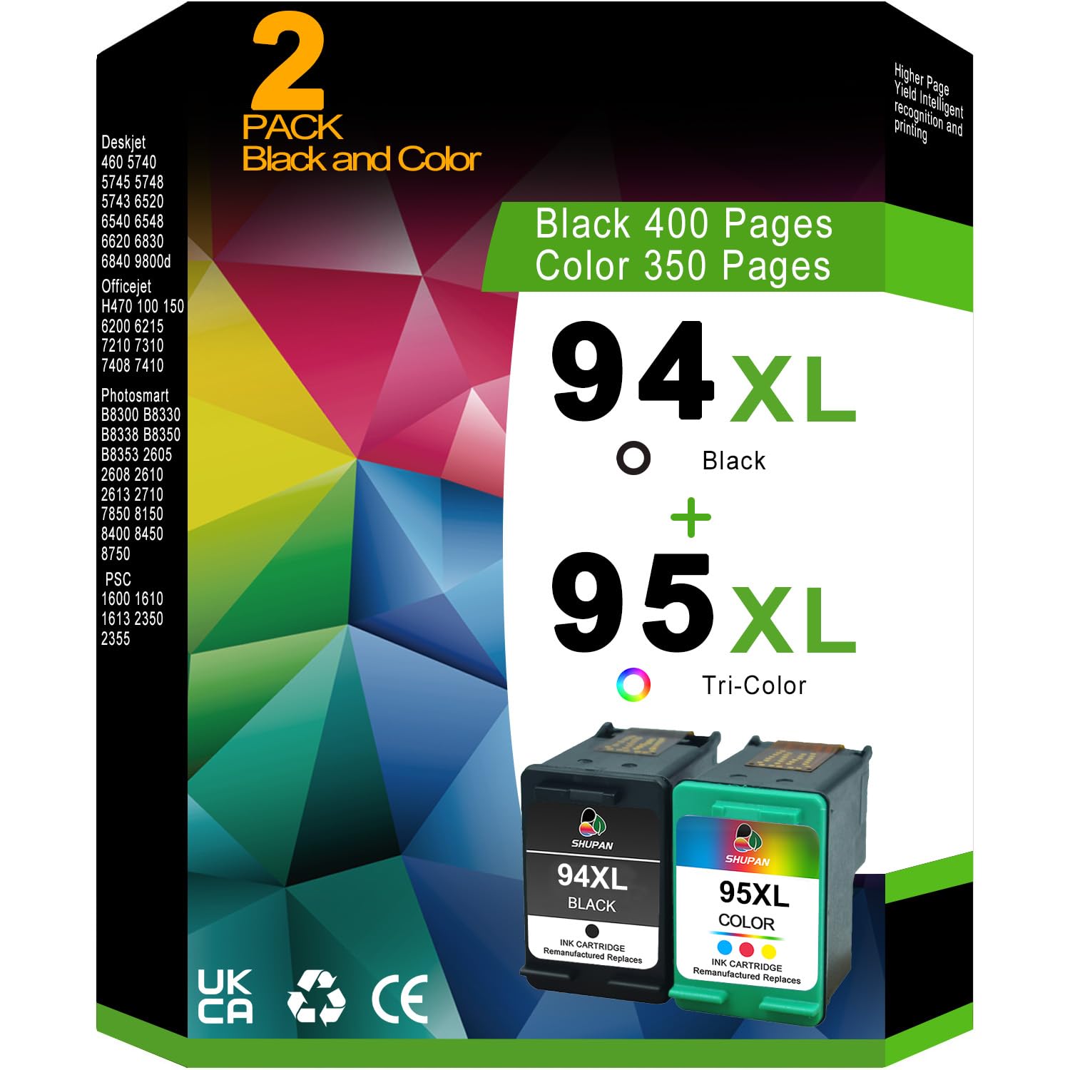 94 95 Black and Color Ink Cartridges Replacement for HP 94/95 Combo ...