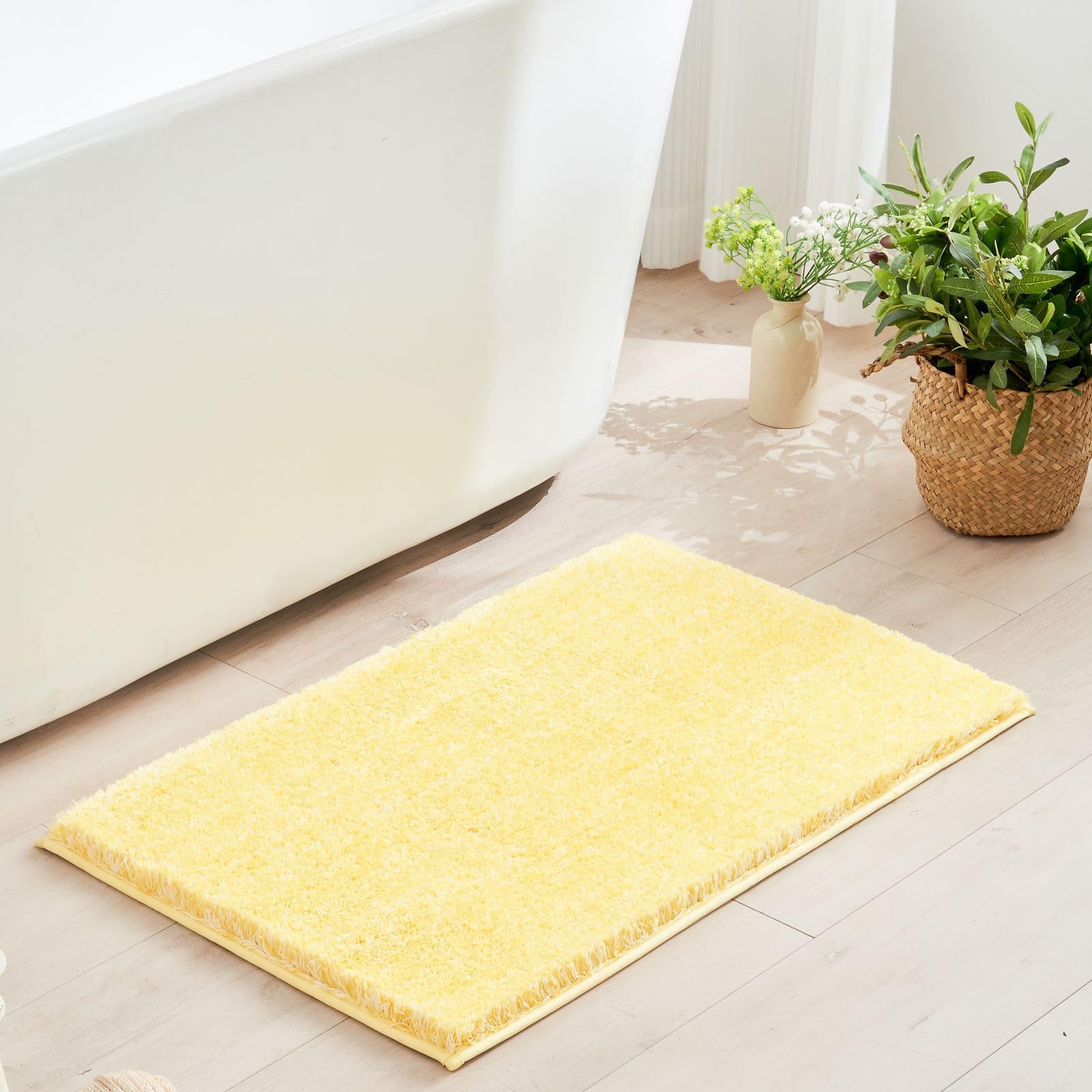 Amazon.com: Douceur Yellow Bathroom Rugs Non Slip, Super Soft ...