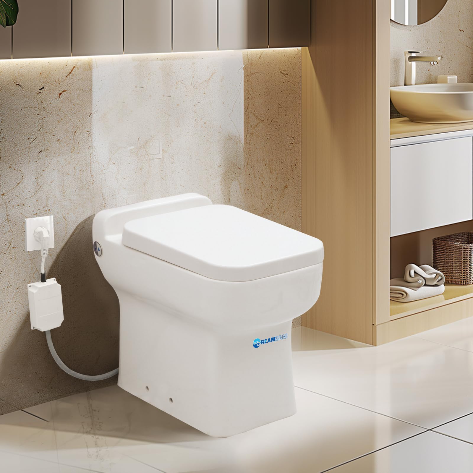 Buy Dual-Flush Upflush Toilet for Small Space,4/5HP Electric Remote ...