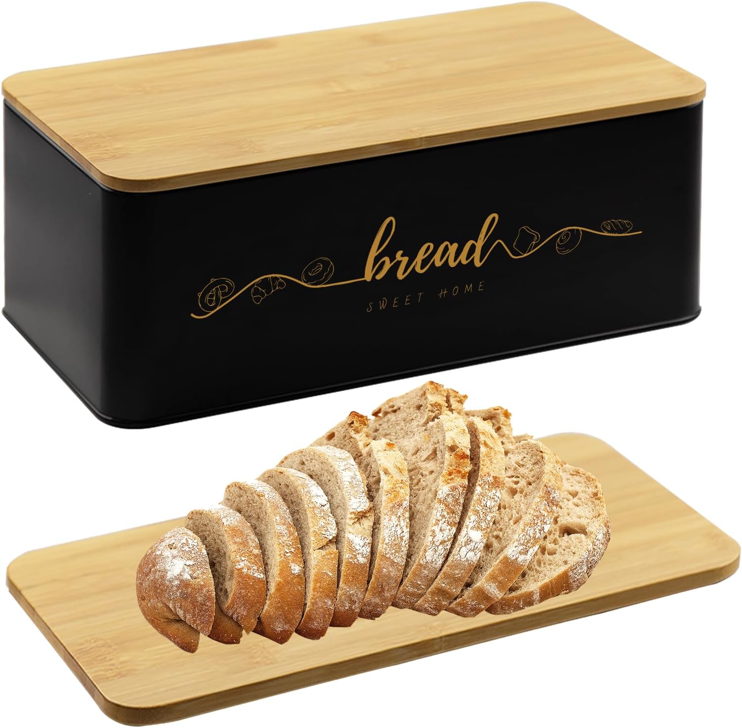 Amazon.com: vensovo White Bread Box with Bamboo Cutting Board Lid ...