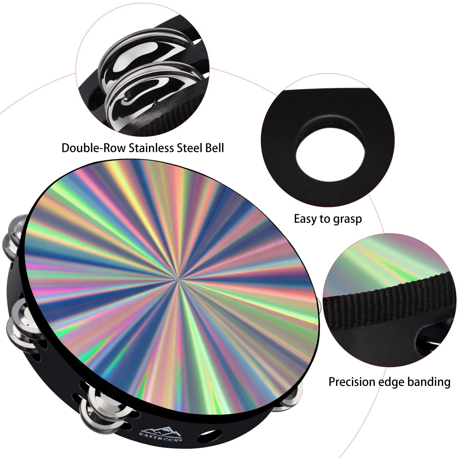 Snapklik.com : Radiant Tambourine Hand Held Drum 8/10 Inch Double Row ...