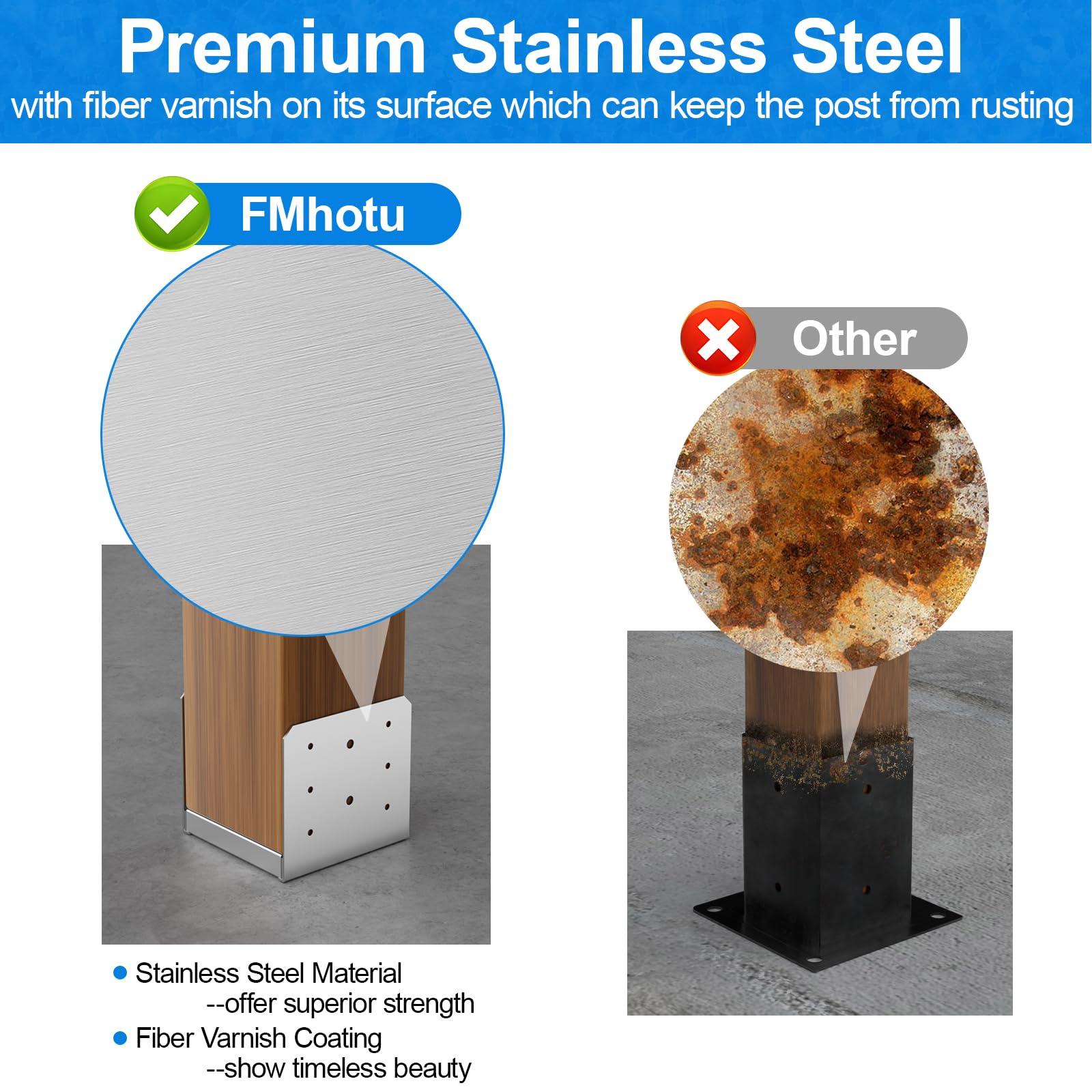 6"x 6" Post Base, 10Pcs Stainless Steel Adjustable Post Anchor Bracket ...