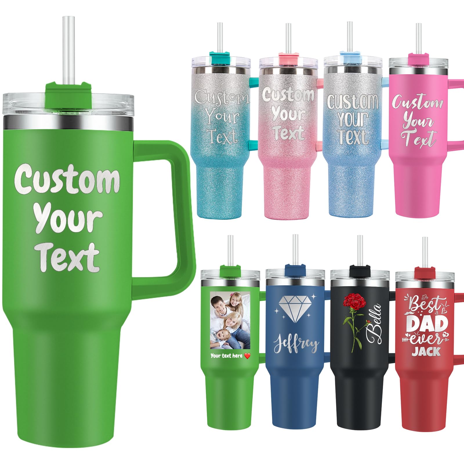 Amazon.com | Personalized Tumbler with Handle 40oz Custom Engraved Name ...