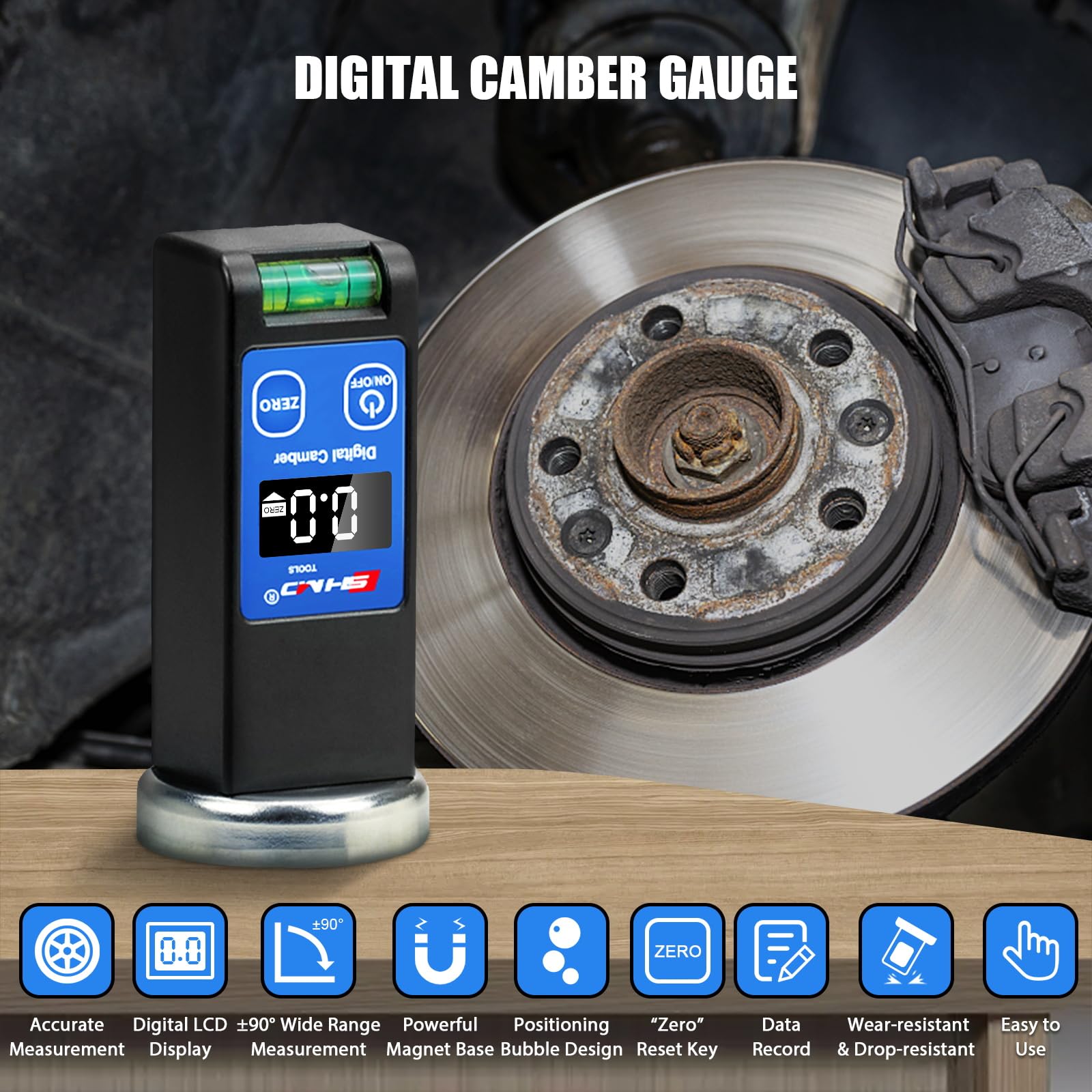 Snapklik.com : KAISAL Digital Camber Gauge Wheel Alignment Tool -90 To ...