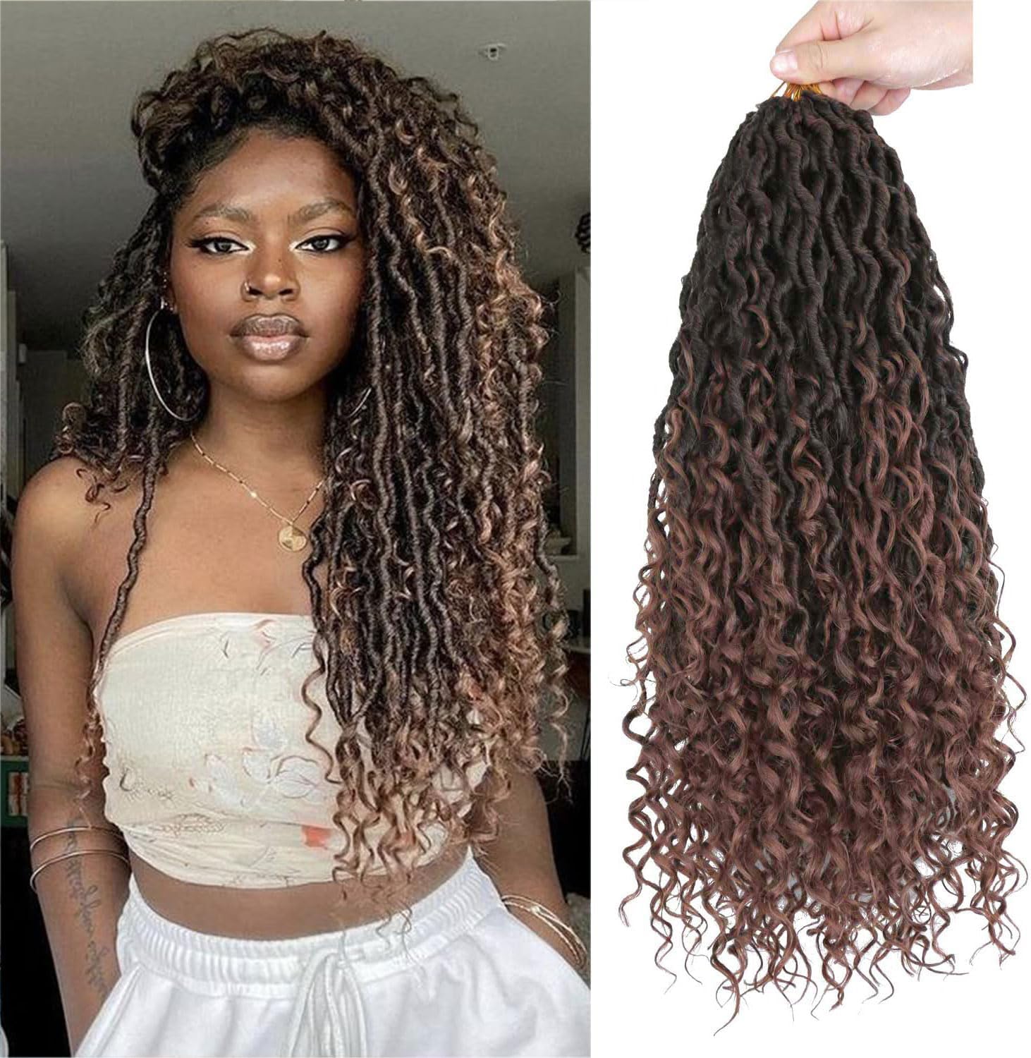 Amazon.com : LMZIM 18 inch New Goddess Faux Locs Crochet Hair for Black ...