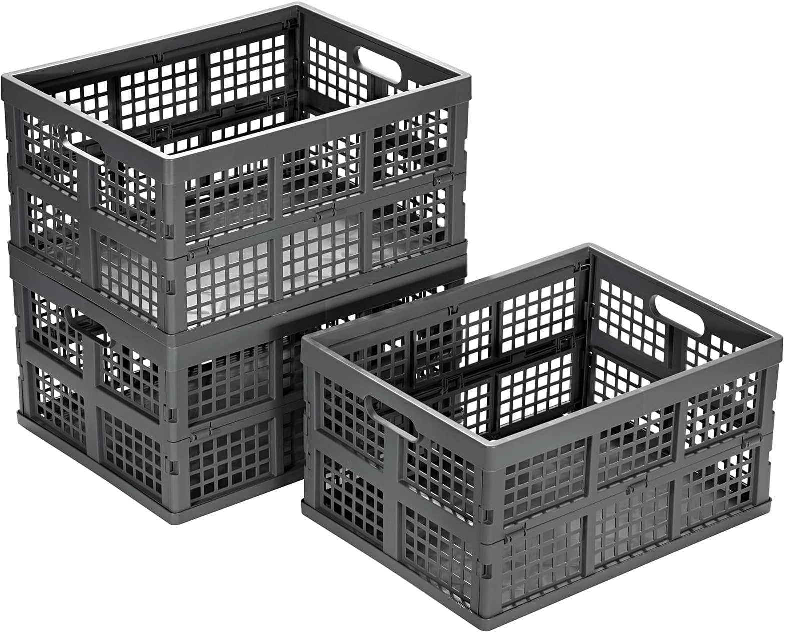 Amazon.com: Neadas 34 L Black Plastic Folding Storage Crates ...