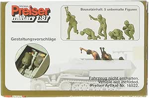 Preiser 16540 Military Former German Army WWII Unpainted Figures Mortar Crew HO Scale Military ...