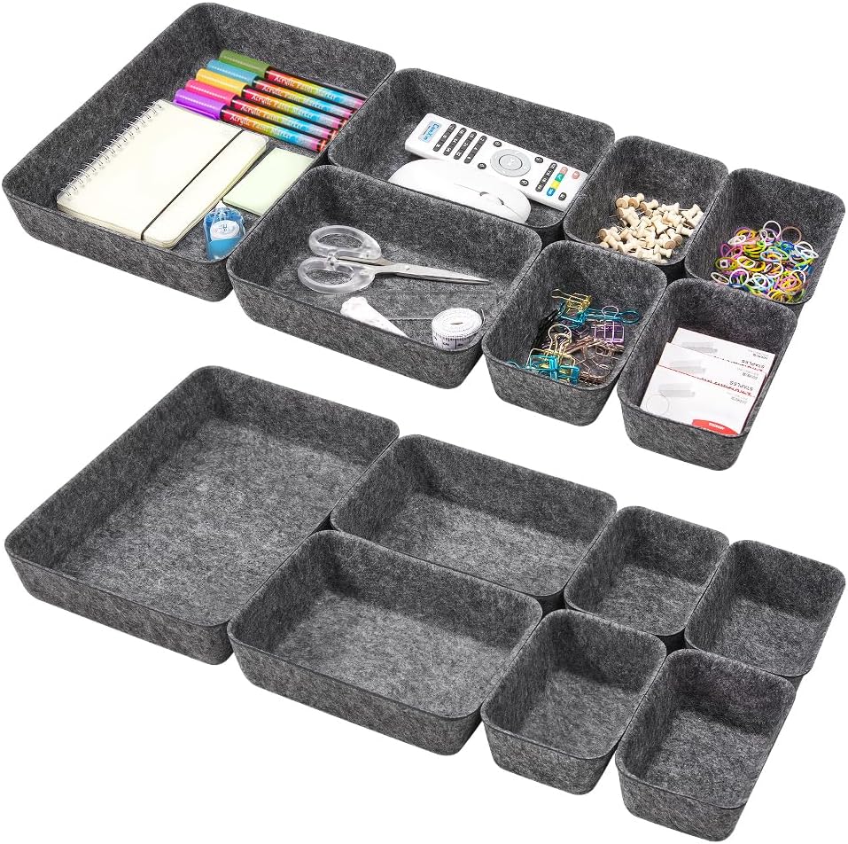 Eurhomewit 14 Pcs Desk Drawer Organiser Trays, Felt Drawer Organizers ...