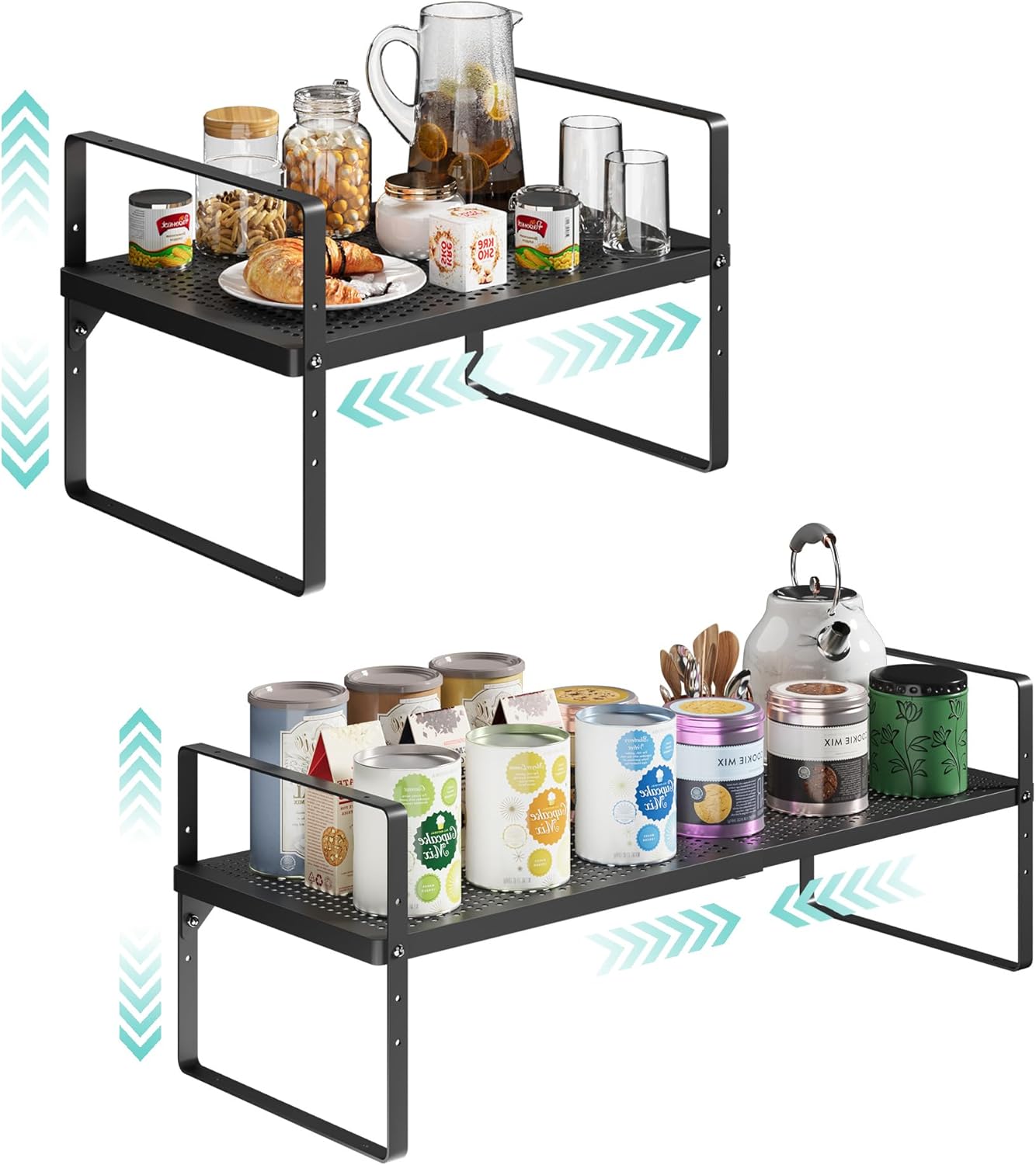 Amazon.com: jkxoo 2Pack Expandable Cabinet Countertop Shelves ...
