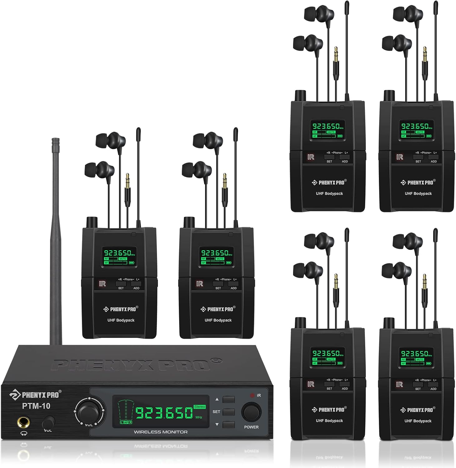 Amazon.com: Phenyx Pro PTM-10 (4 Bodypacks) in Ear Monitor System ...