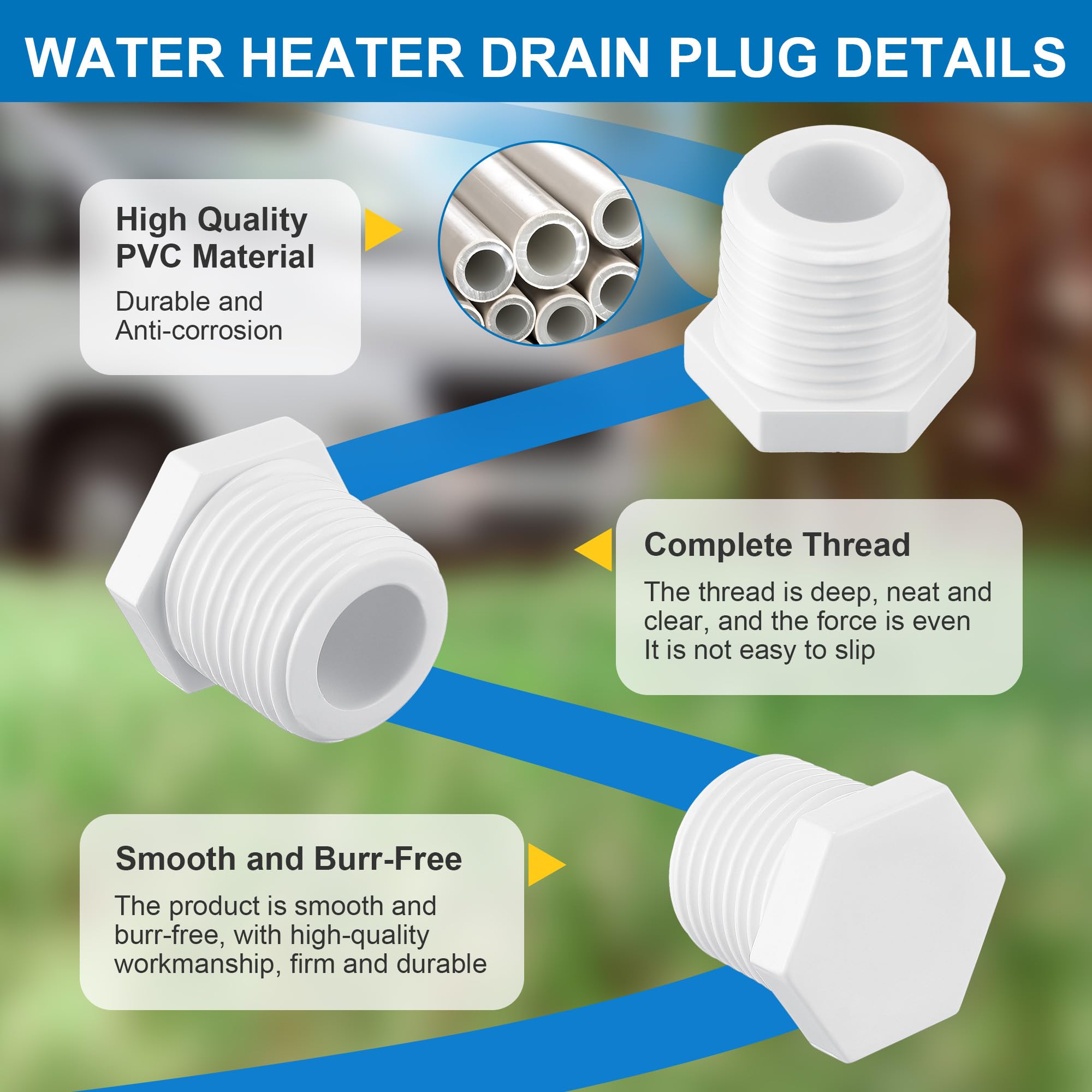 Snapklik.com : 6 Pieces RV Hot Water Heater Drain Plug
