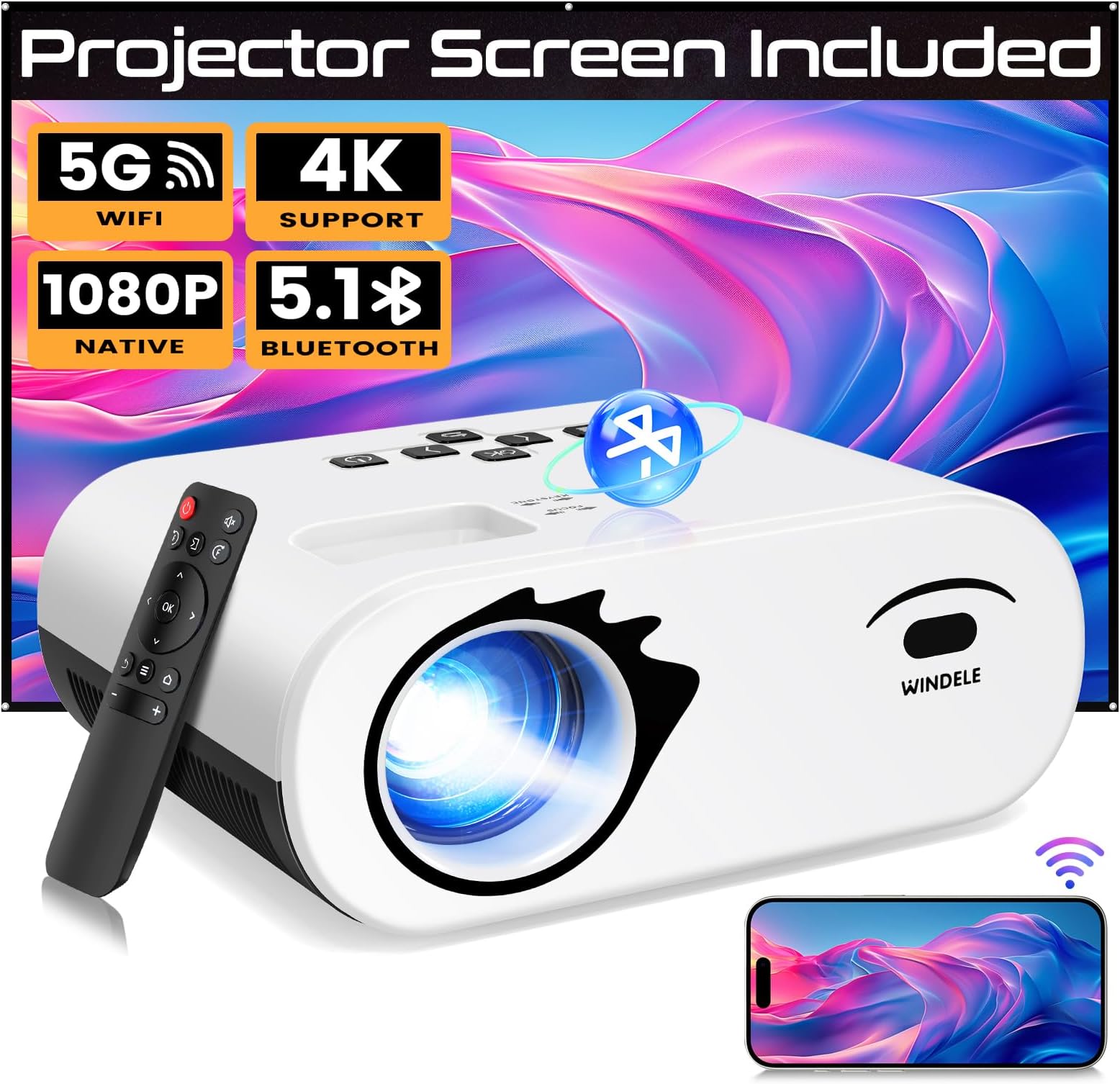 Amazon.com: Projector with WiFi and Bluetooth, 5G WiFi Native 1080P ...