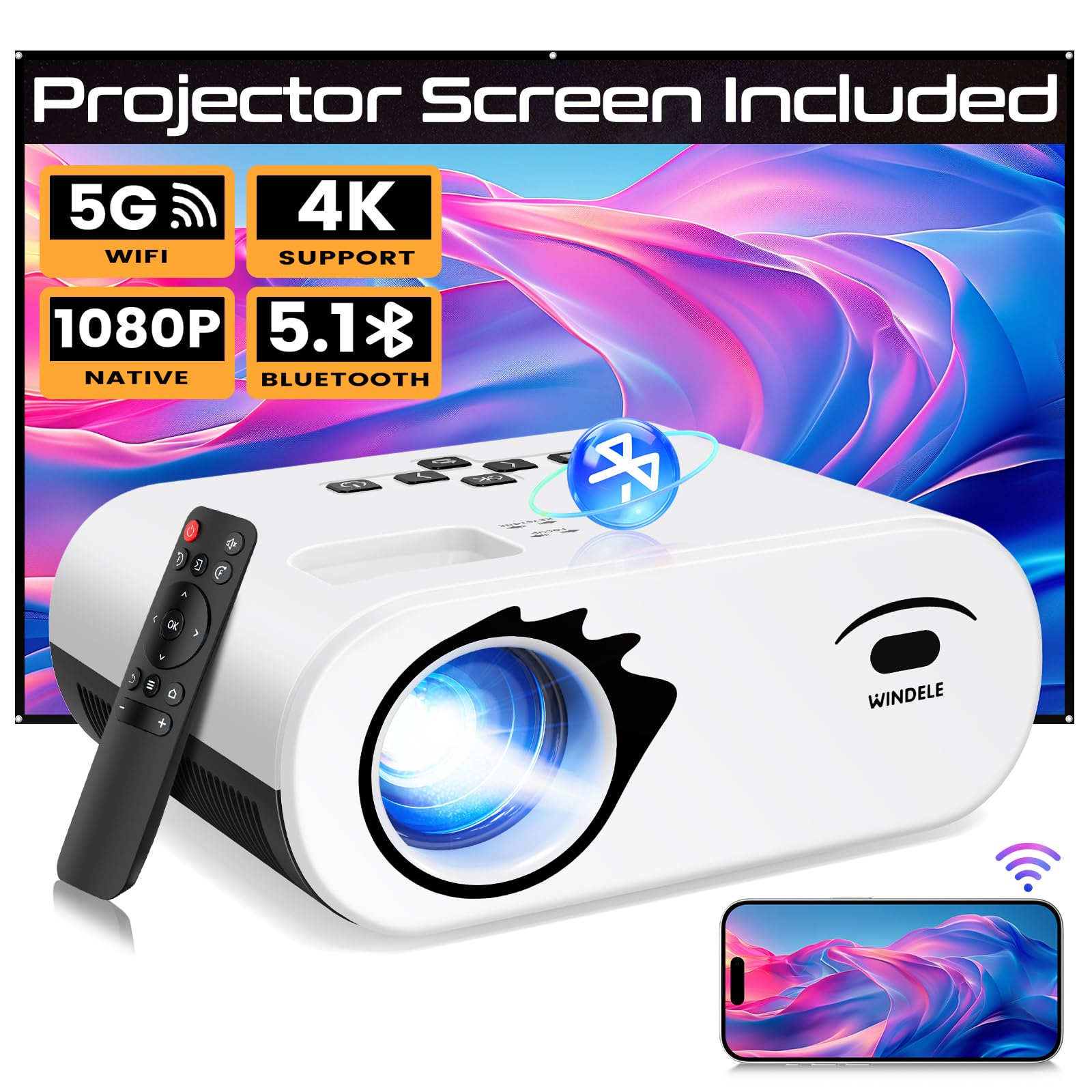 Amazon.com: Windele 2024 Upgraded 5G Wifi Bluetooth Projector, M8 ...