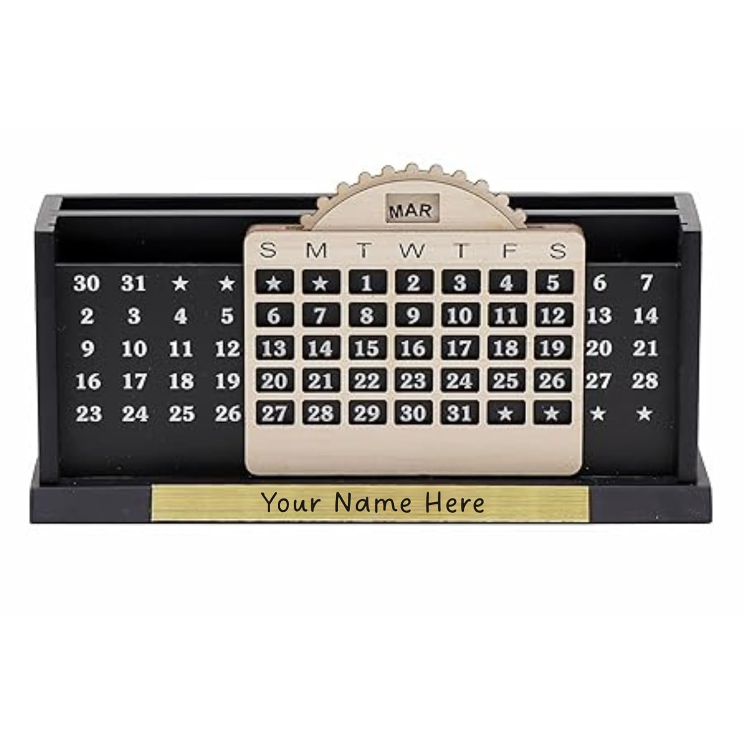 Crownlit Personalised Desk Calendar with Name Plate, Lifetime Calendar ...