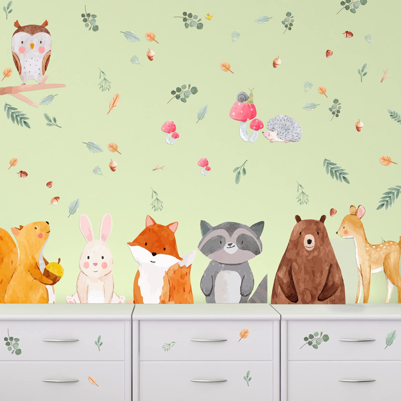 8 Sheet Woodland Animals Wall Decals Forest Animals Wall Stickers ...