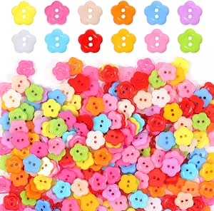 Amazon.com: 300 Pcs Flower Buttons, Colorful Cute Buttons for Crafts ...