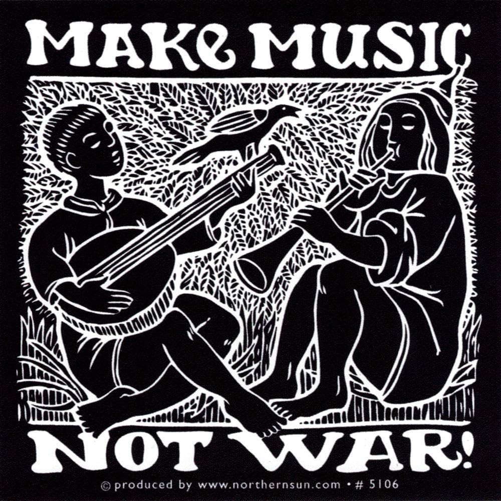 Amazon.com: Make Music, Not War - Peace / Anti-War Small Bumper Sticker ...