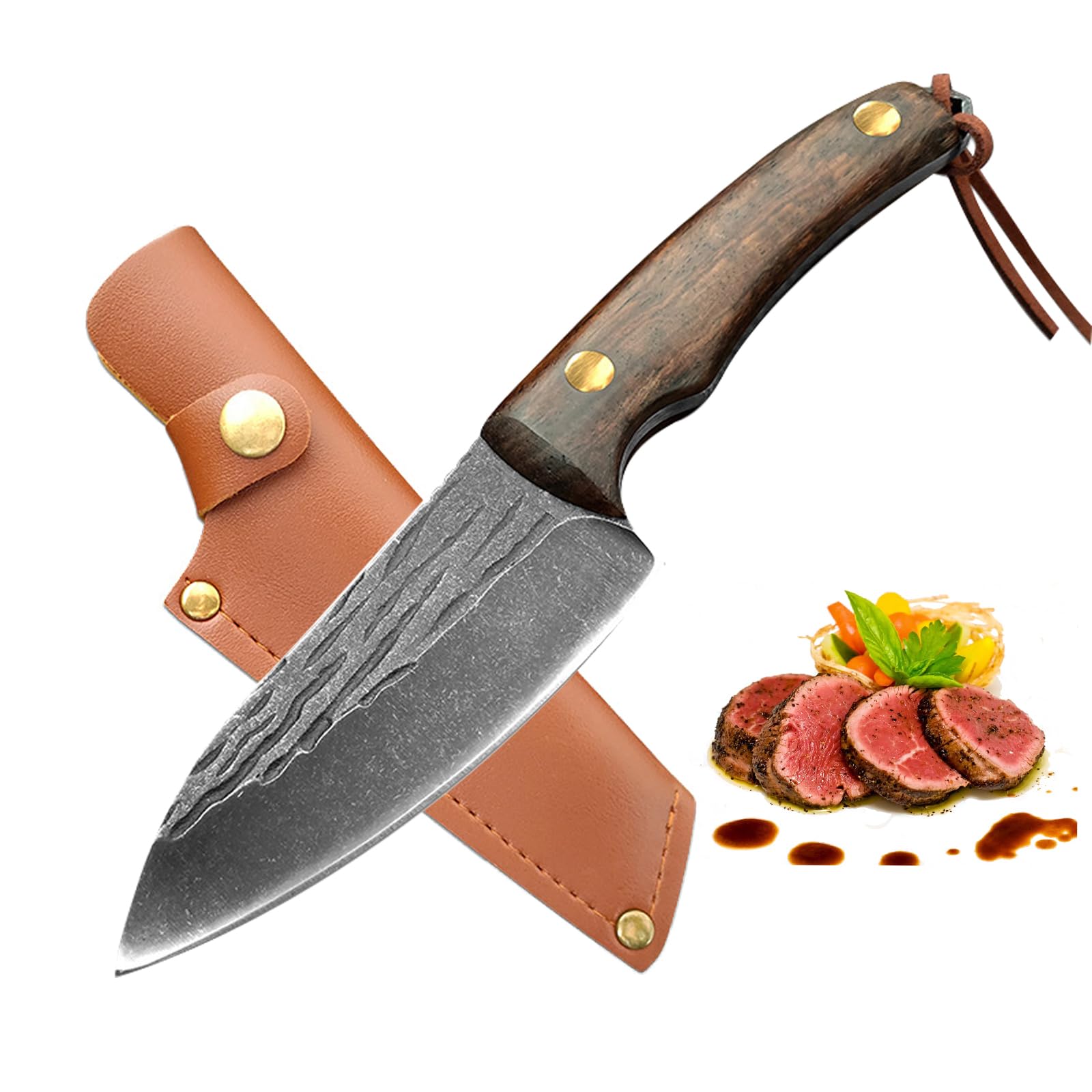 Fubinaty Chef's Knife 4 Inch BBQ Knife Handmade Forged Small Kitchen ...