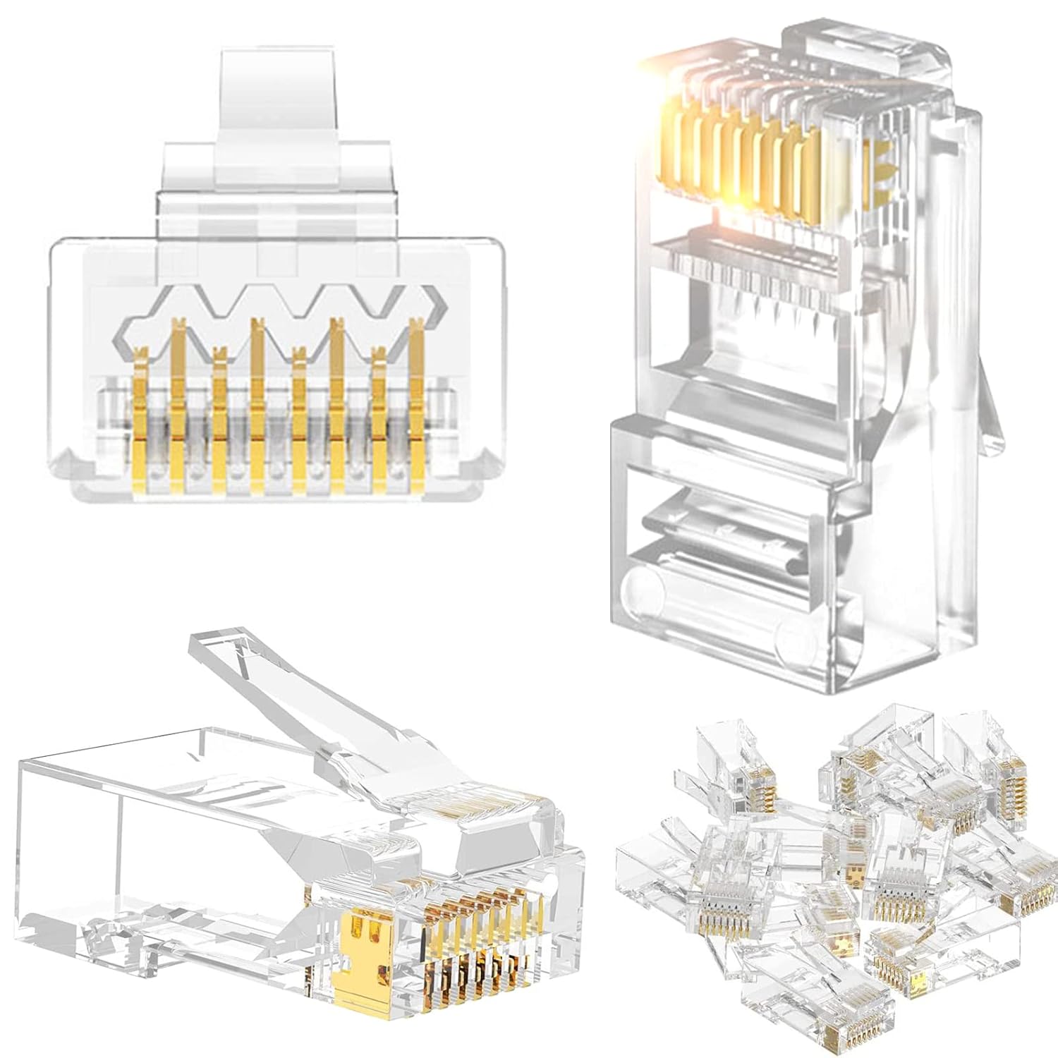 YUSHI RJ45 Connector, 100 Pack Cat6 network cable connector, for Cat6 ...
