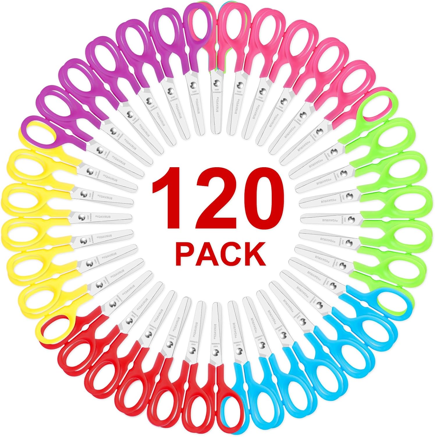 Amazon.com: Kids Scissors Bulk, 120 Pack 5" Small Scissors School ...