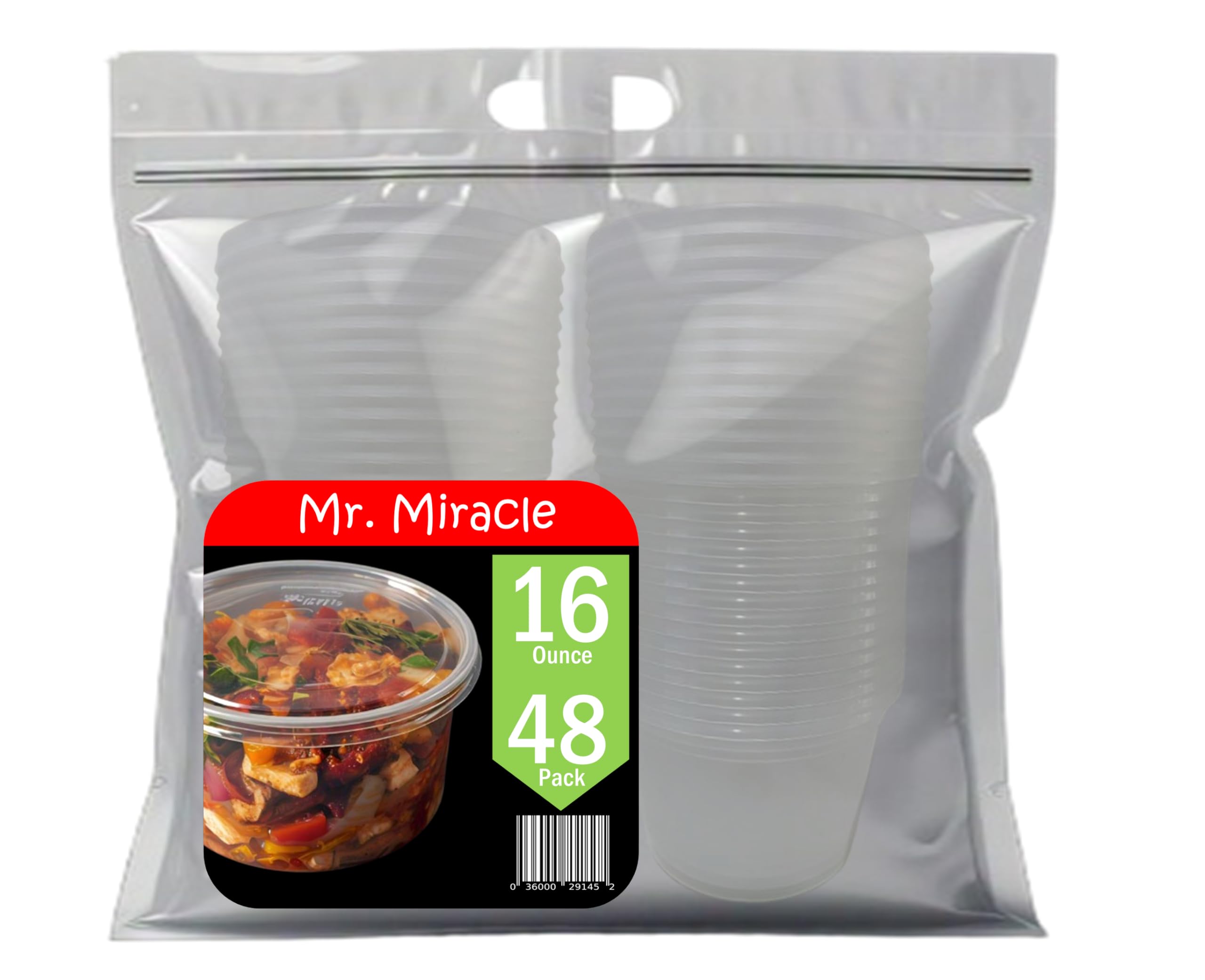 Amazon.com: Mr Miracle Deli Containers with Lids - 48 Pack of 16 oz ...