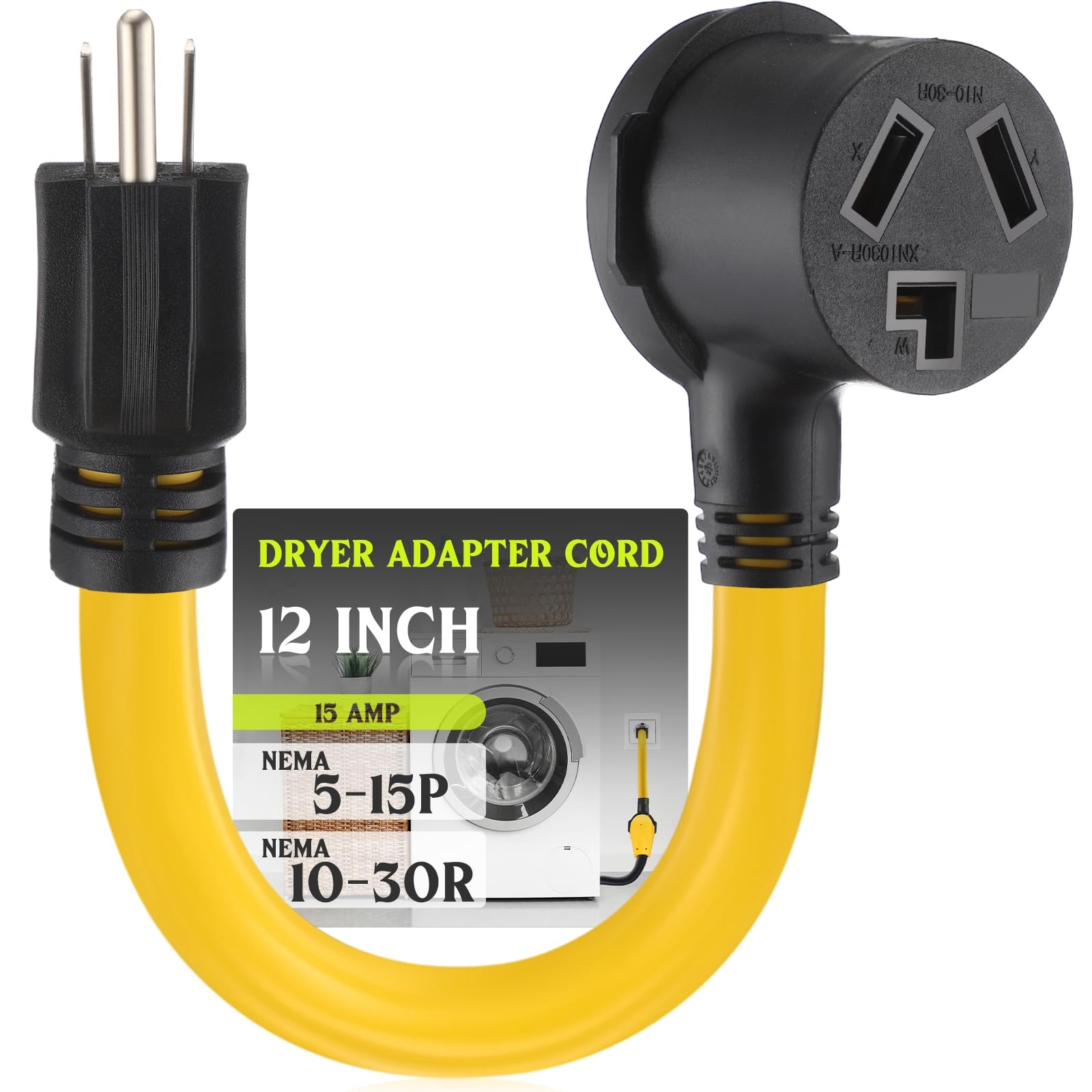 Kanayu NEMA 5-15P to 10-30R 15Amp Dryer Adapter Cord Compatible Female ...