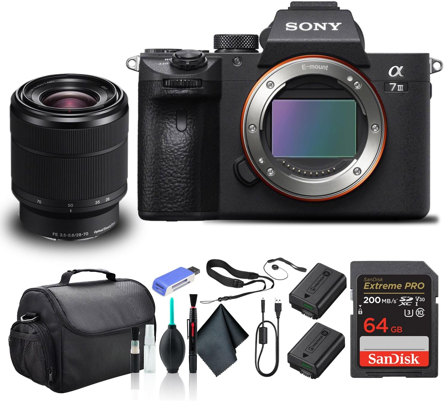 Amazon.com : Sony Alpha a7 III Mirrorless Camera with 28-70mm Lens ILCE7M3K/B with Bag ...