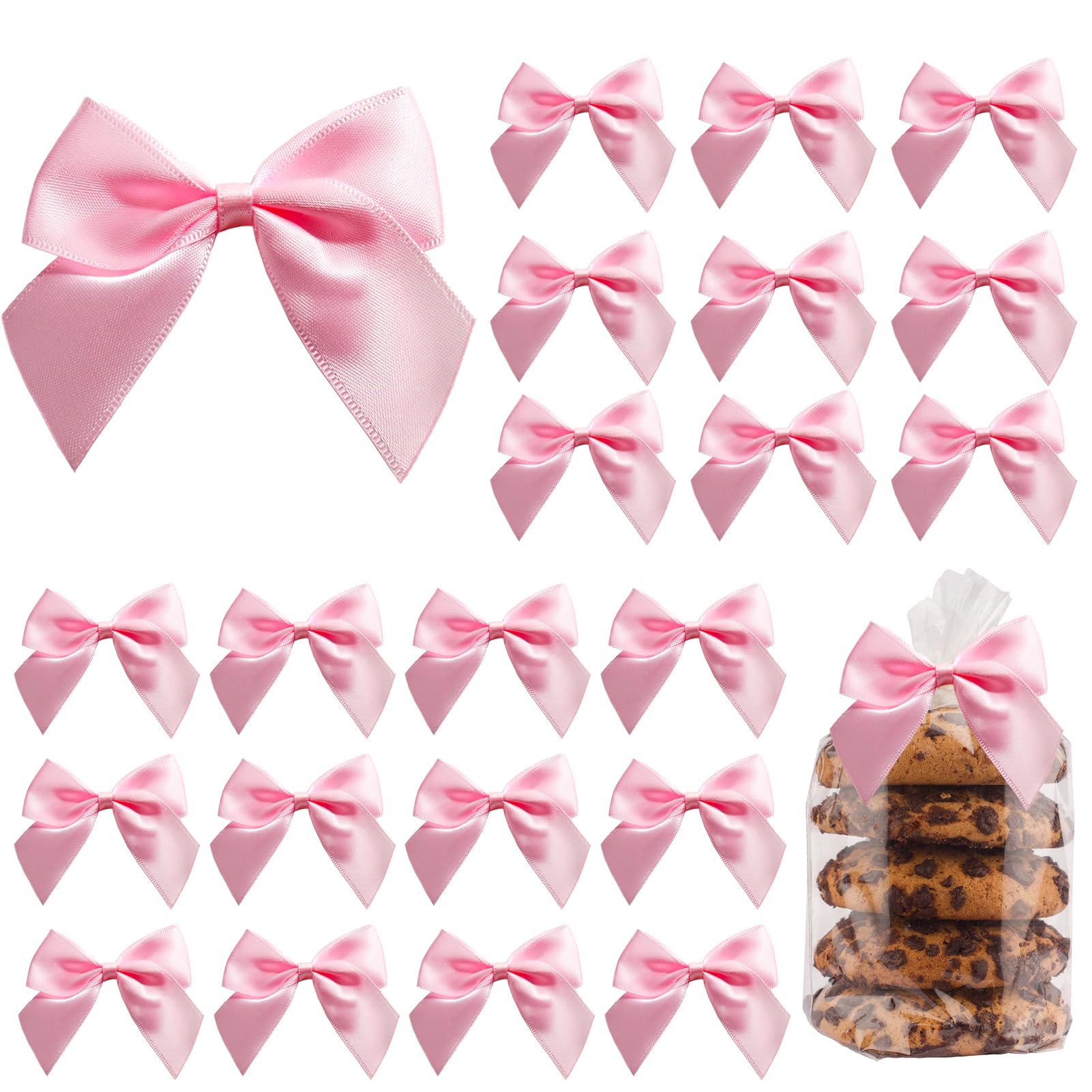 Amazon.com: ULIFEBETTER 50PCS Pink Satin Ribbon Bows, Pink Bows for ...