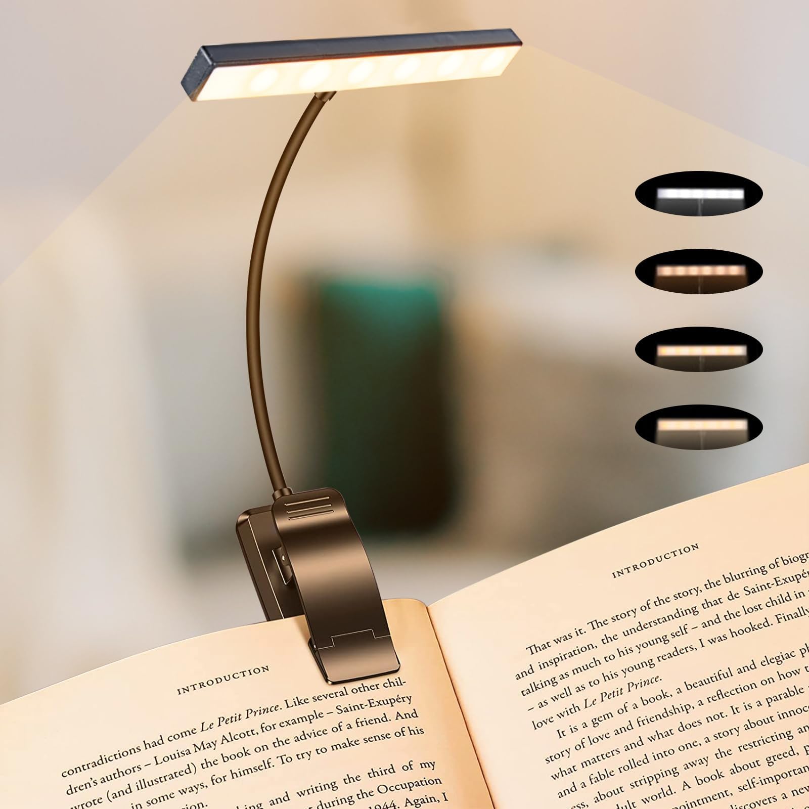 Wisfunlly 18 LED Rechargeable Book Light for Reading in Bed with Eye ...