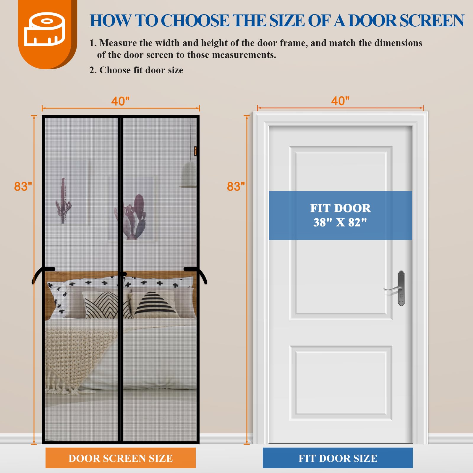Snapklik.com : MAGZO Magnetic Screen Door 40 X 83 - Fits 38 X 82 Doors ...