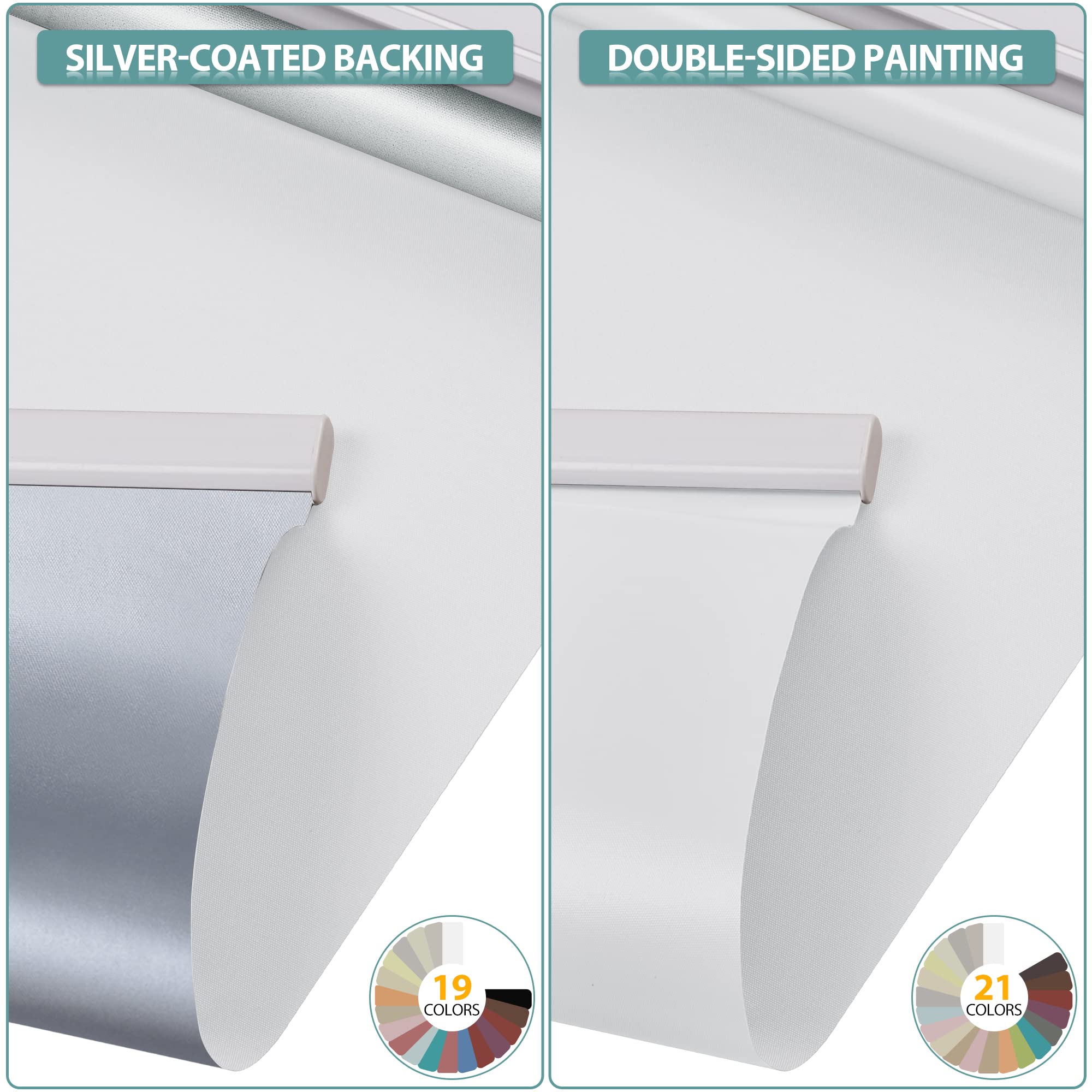 Allesin Motorized Roller Shade with Remote Control for Windows, M-Basic Series Blackout Smart ...