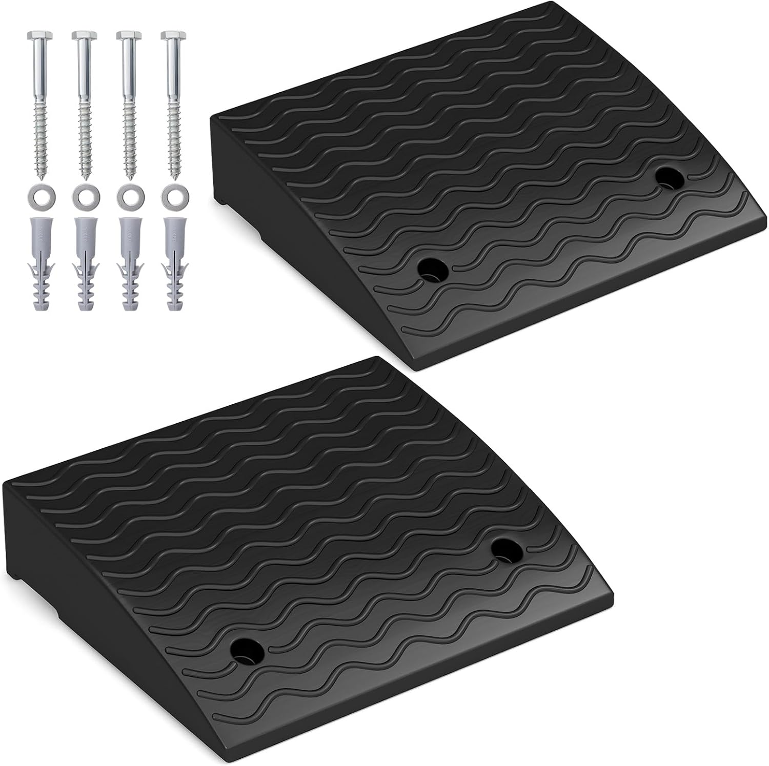 Costway Curb Ramp 2 Pack, 12cm Raised Height Rubber Threshold Ramps Set ...