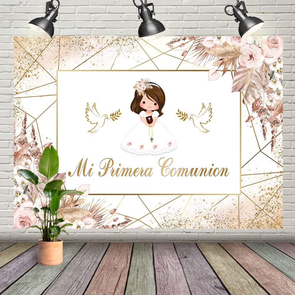 Amazon.com : MEHOFOND 7x5ft First Holy Communion Backdrop for Boy White ...